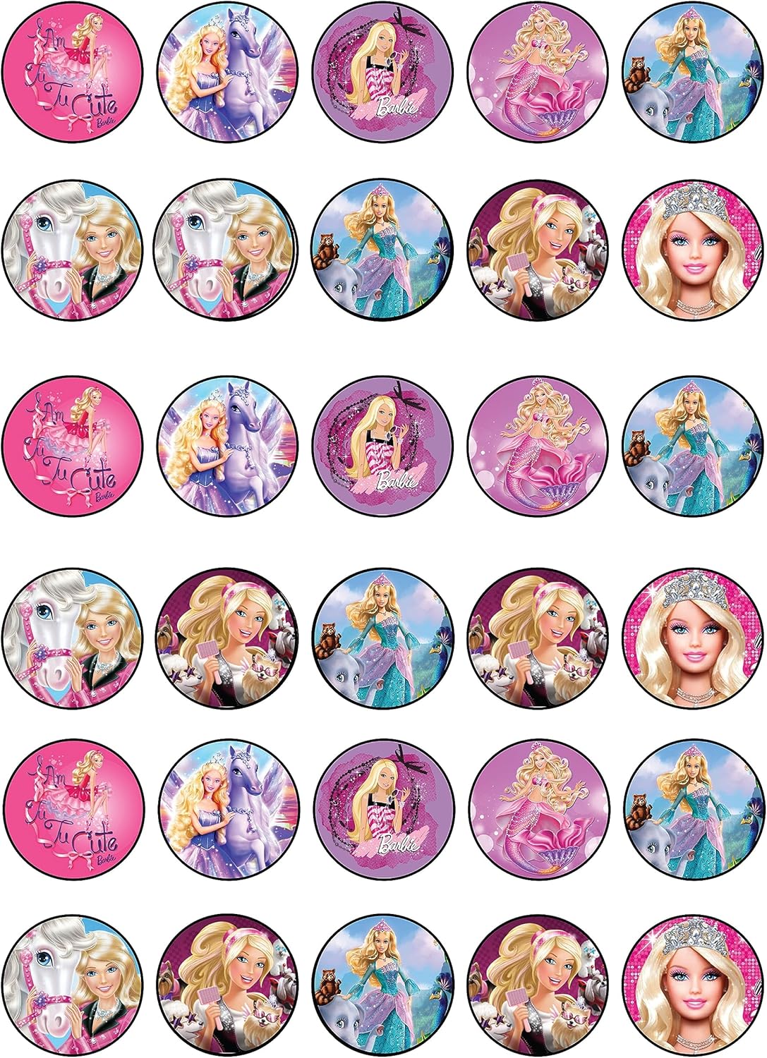 Barbie Themed Edible Cupcake Toppers - Set of 30 Chile | Ubuy