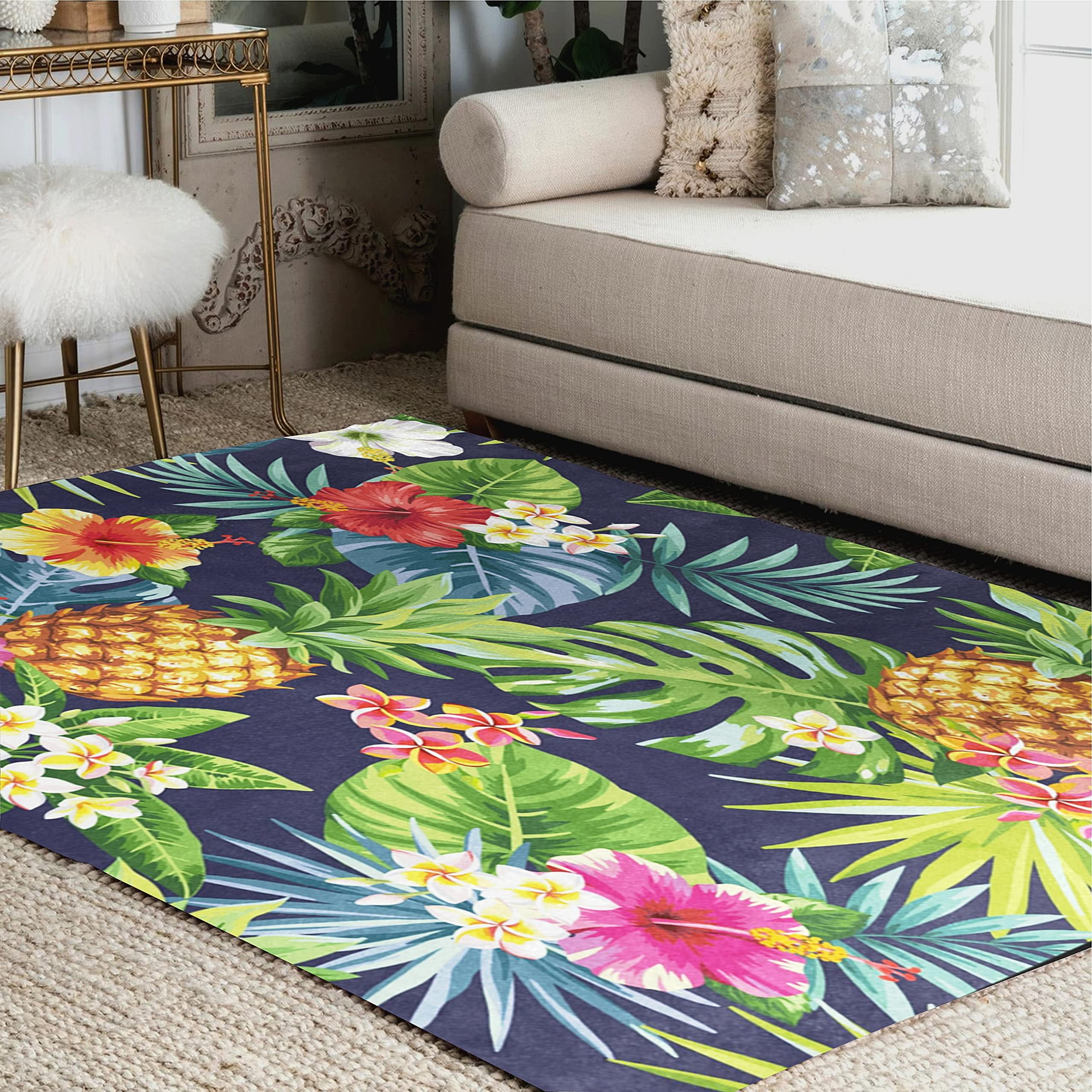 Amazon.com: ALAZA Tropical Summer Flower Pineapple Palm Tree Leaves ...