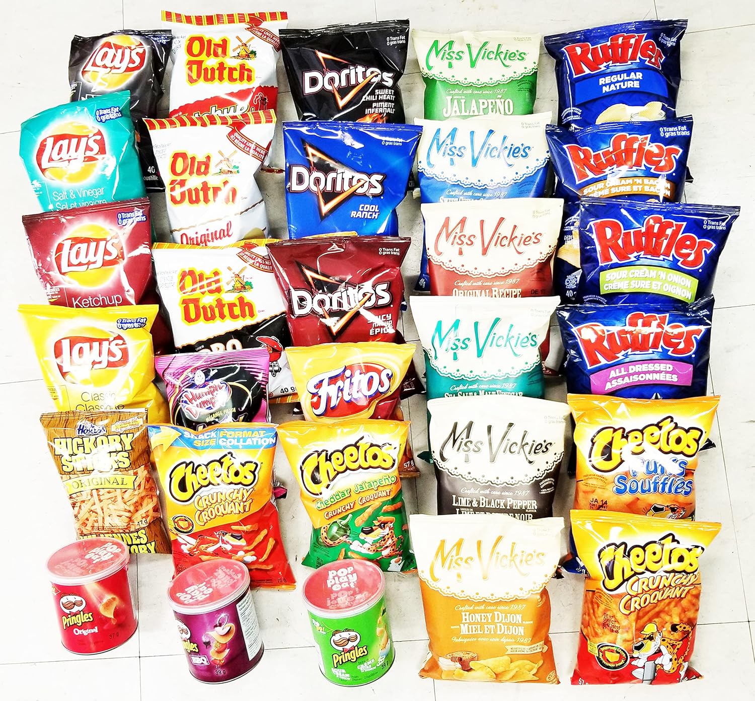 Box of 30 Tasty Potato Chips, Lot of 30 Flavoured Chip Snacks, Variety ...