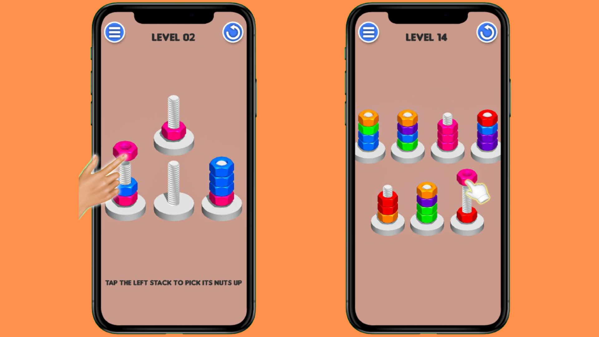 Nuts And Bolts Color Sorting Screw Pin Puzzle ASMR Colour Sort Matching ...