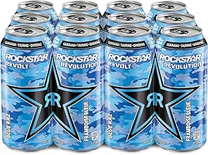 Rockstar Energy Drink Revolt Blue Raz, 473 mL Cans,12 Pack : Amazon.ca ...