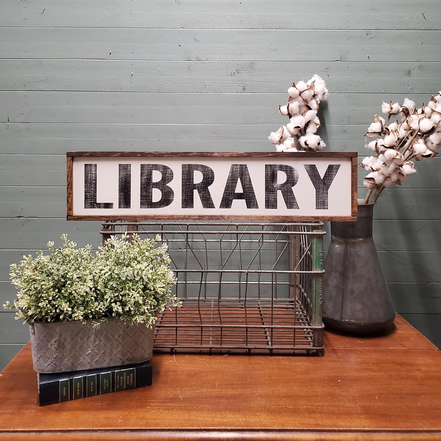 Amazon.com: BERANT Library Signage, Library Decoration, Wooden Library ...