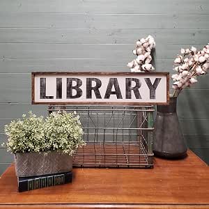 Amazon.com: Library Signage, Library Decoration, Vintage Tin Library ...