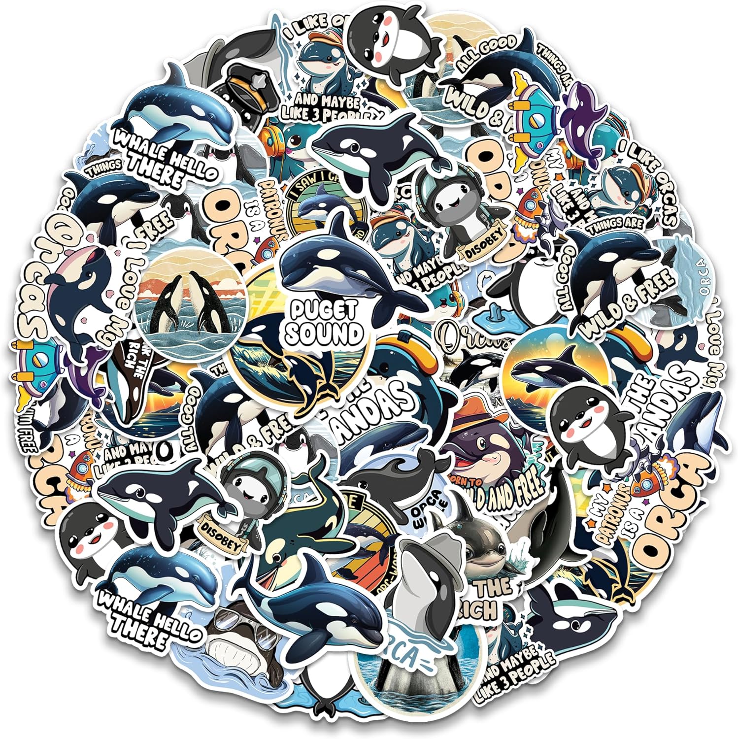 Amazon.com: MONIZY Orca Stickers 50 Pieces Vinyl Waterproof Decal for ...