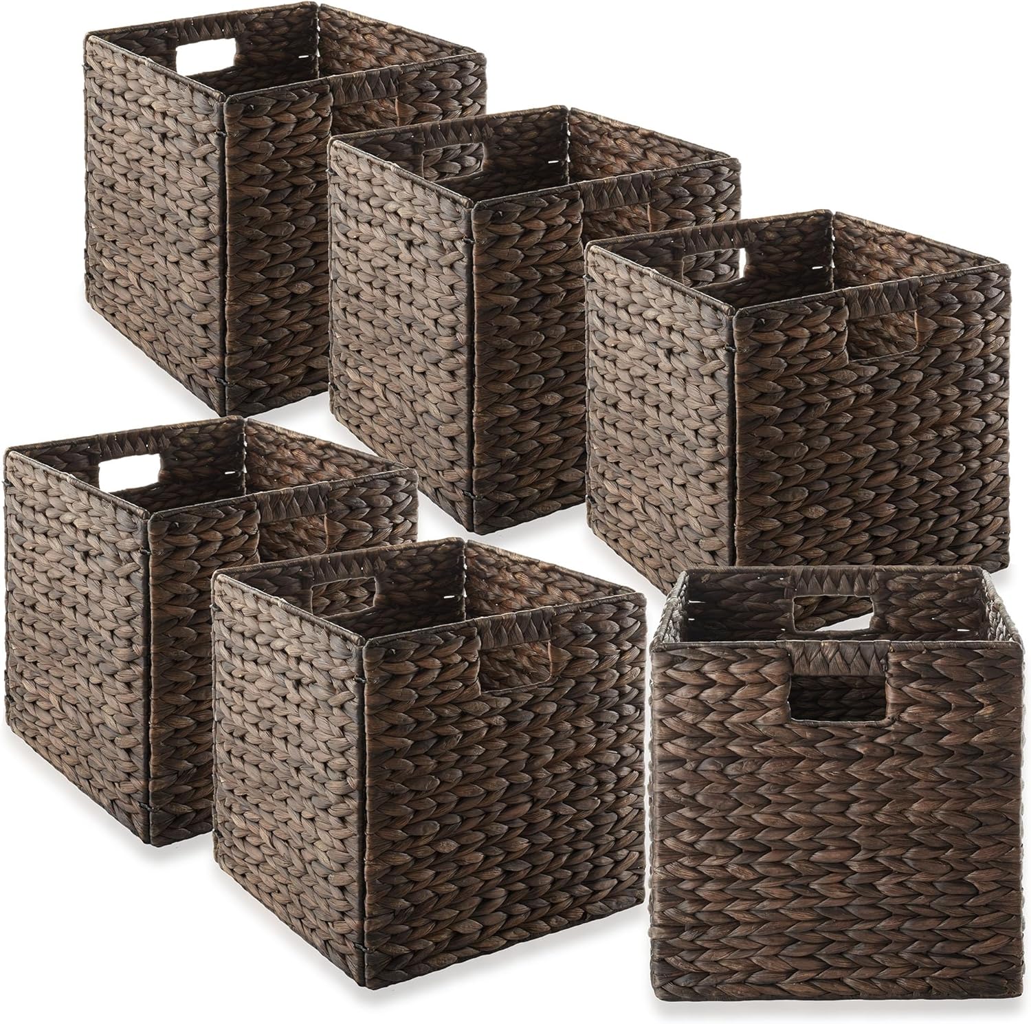 Amazon.com: Casafield 12" x 12" Water Hyacinth Storage Baskets ...