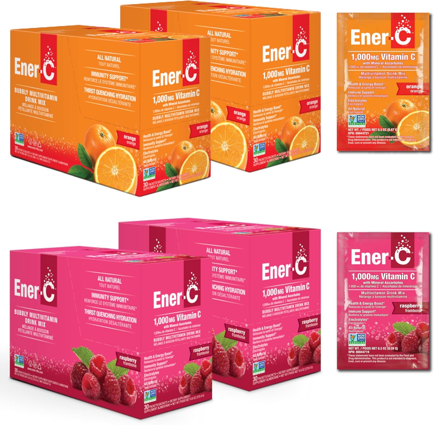 Amazon.com: Ener-C Orange + Raspberry Multivitamin Drink Mix Powder ...