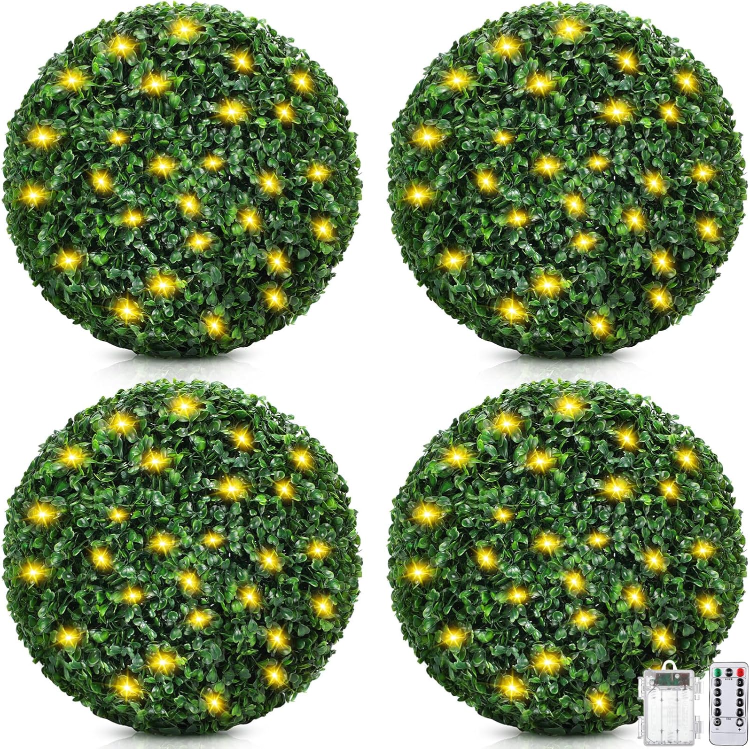 Amazon.com: Hotop 4 Pcs 11'' Faux Boxwood Balls Artificial Topiary with ...