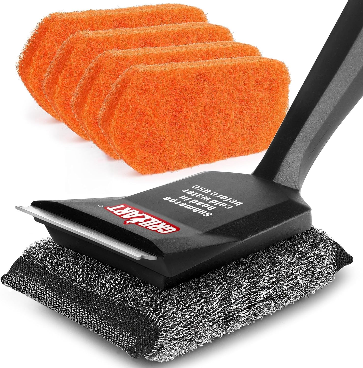 Amazon.com : GRILLART Grill Brush Bristle Free and Scouring Pads 4 PCS ...
