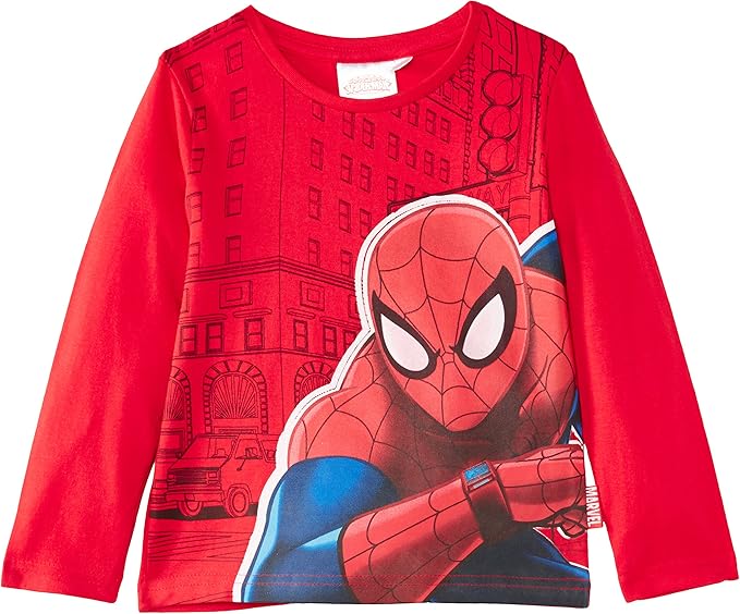 Marvel Boys' Spiderman NH1369 Long Sleeve Top, True Red, 4 Years ...