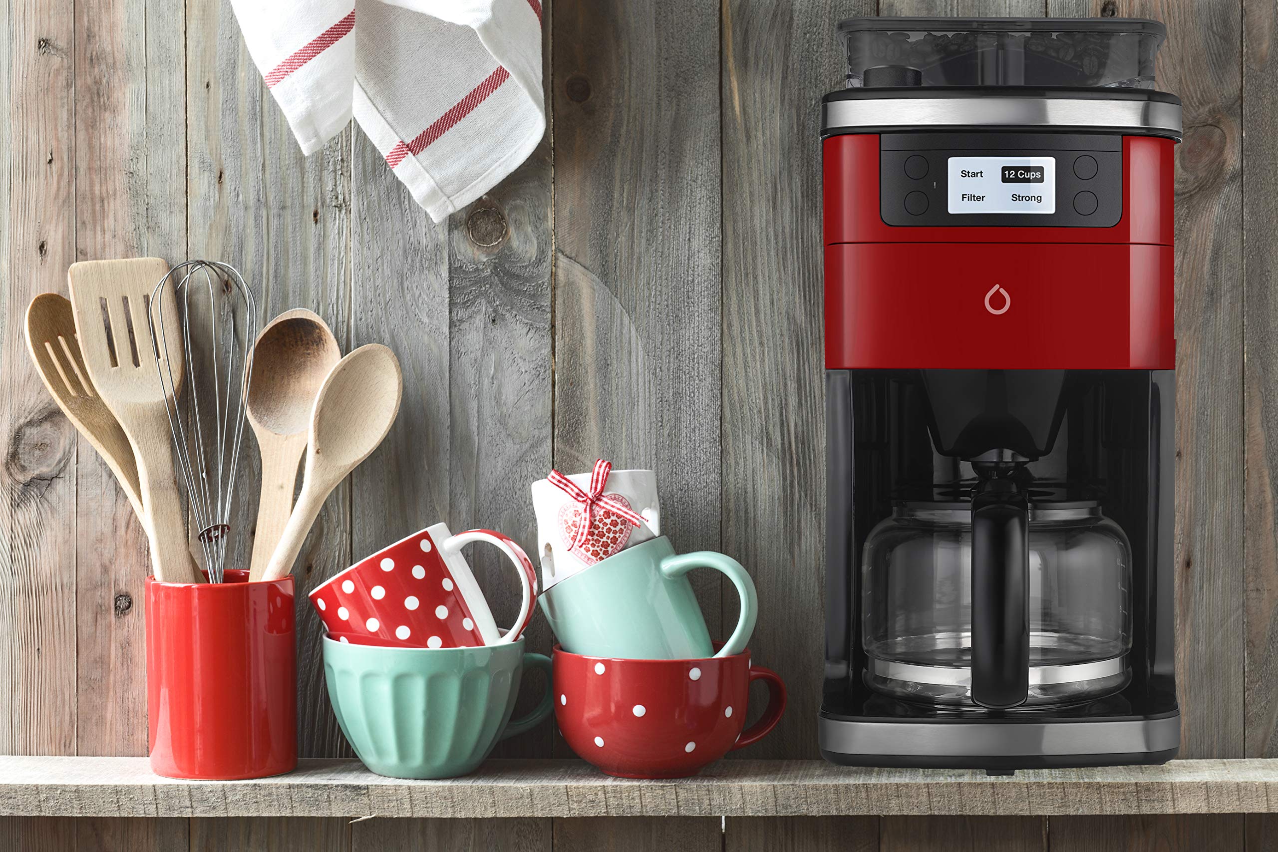 Smarter Smart iCoffee Brew Coffee Maker in Red with Built-in Grinder ...