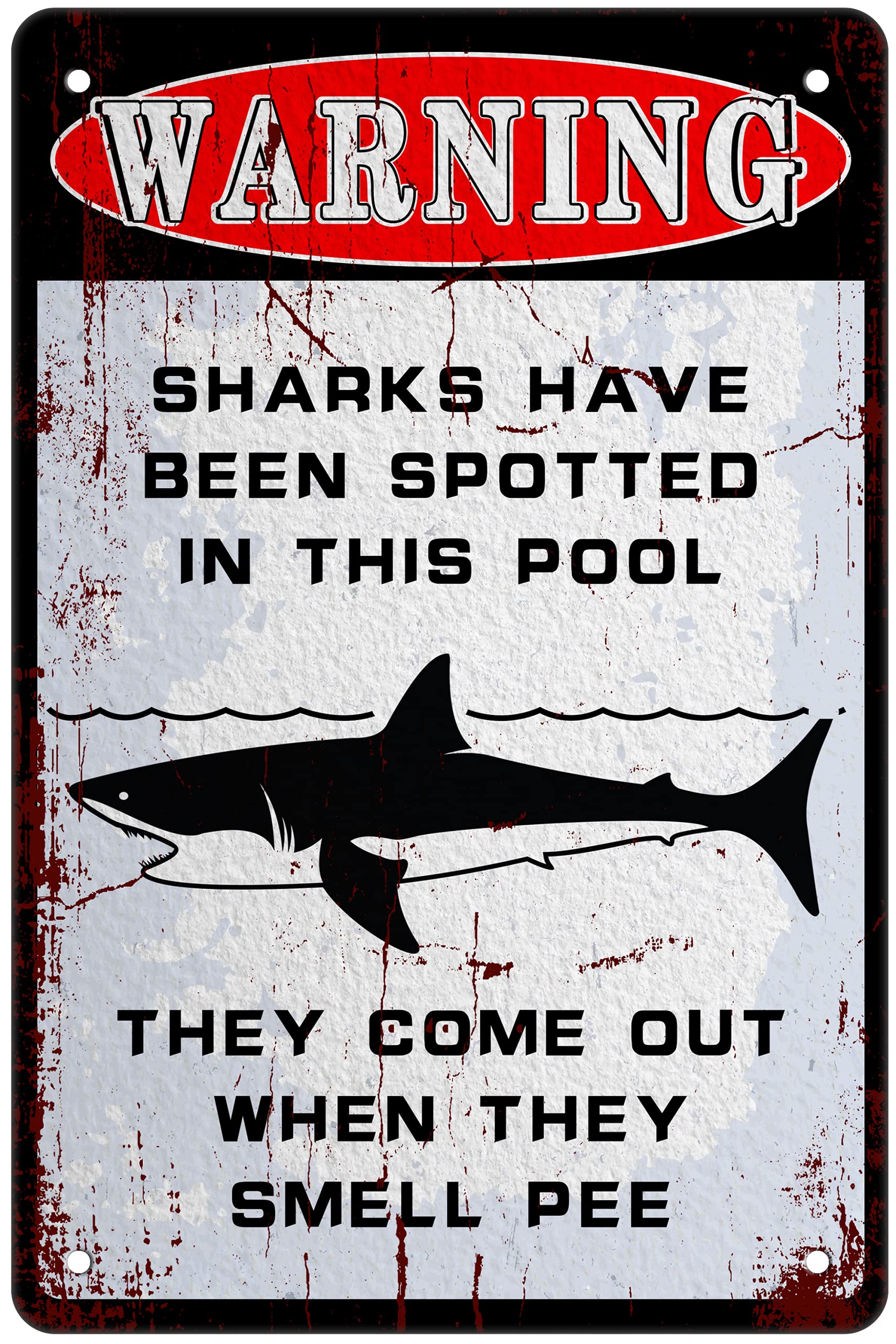 Amazon.com : Asoodoo Funny Swimming Pool Sharks Danger Warning Sign ...
