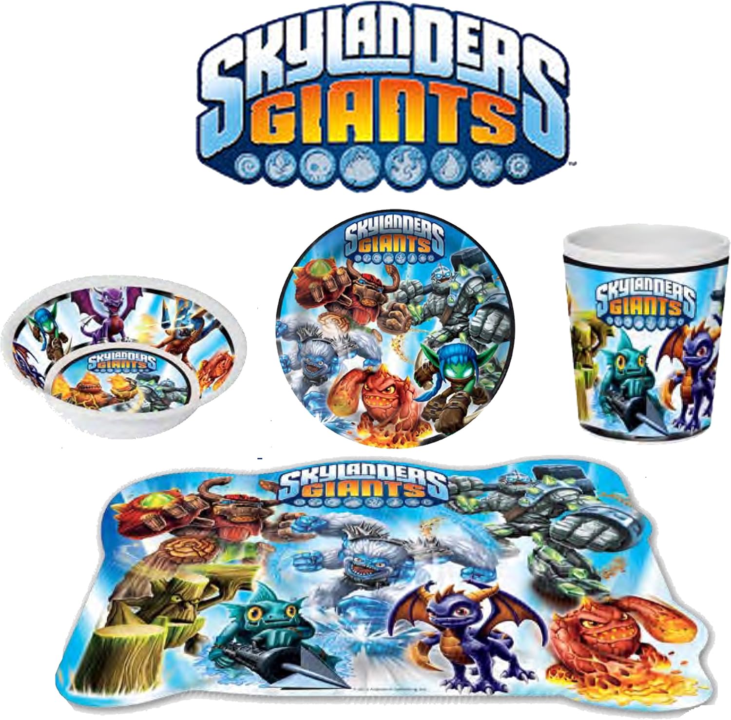 SKYLANDERS LUNCH SET 1 PLATE, 1 BOWL, 1 TUMBLER & 1 PLACEMAT IN ...