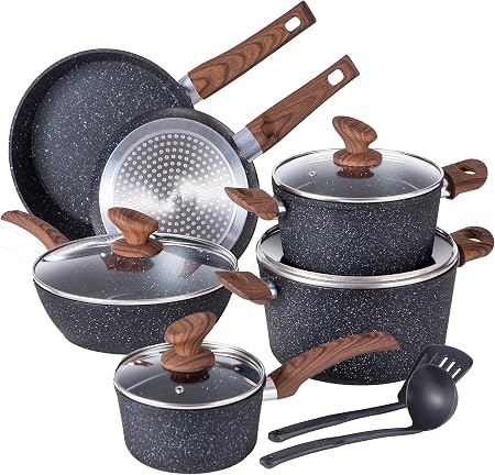 Amazon.com: Kitchen Academy Induction Cookware Sets - 12 Piece Cooking ...