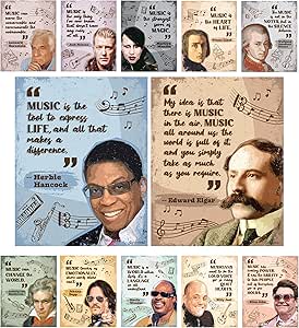 Decorably 12 Famous Musician Posters, 11x14in Matte-Laminated ...