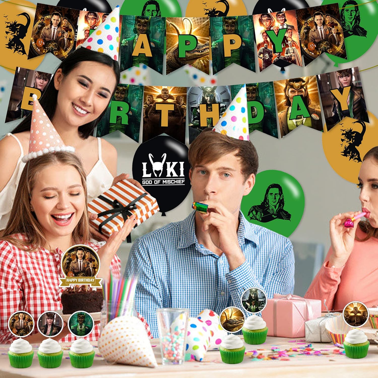 Buy 85Pcs Loki Party Decorations Tom Hiddleston Birthday Party Supplies ...