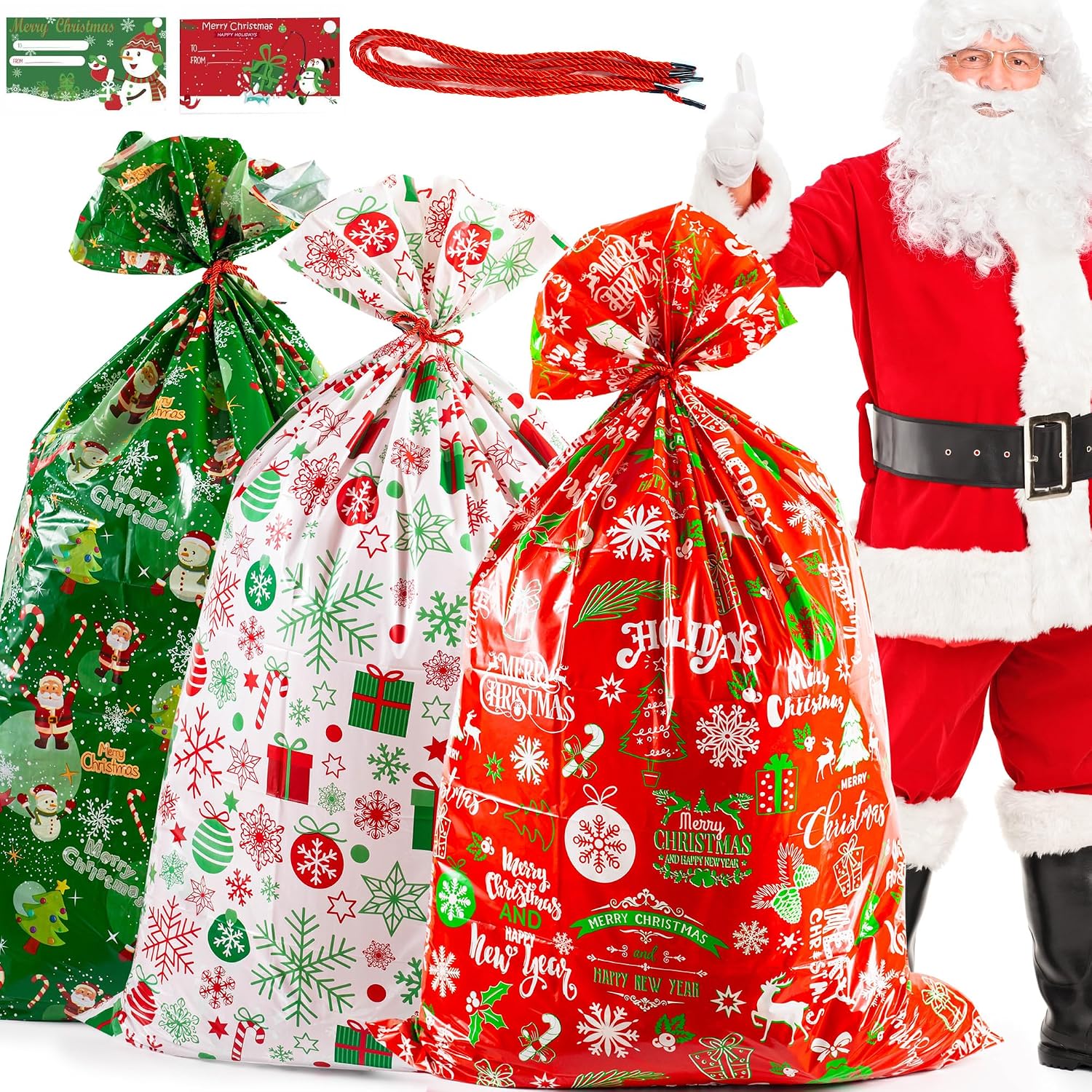 3Pcs Jumbo Christmas Sacks Extra Large Christmas Giant Gift Bags 36x56 ...