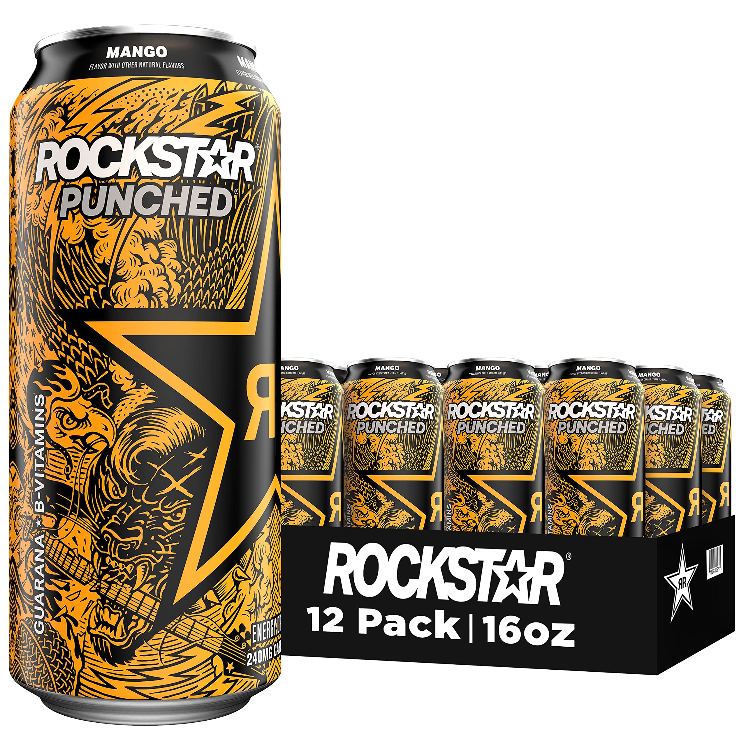 Rockstarenergy Drink Punched Mango 16oz Cans 12 Pack | Desertcart Japan