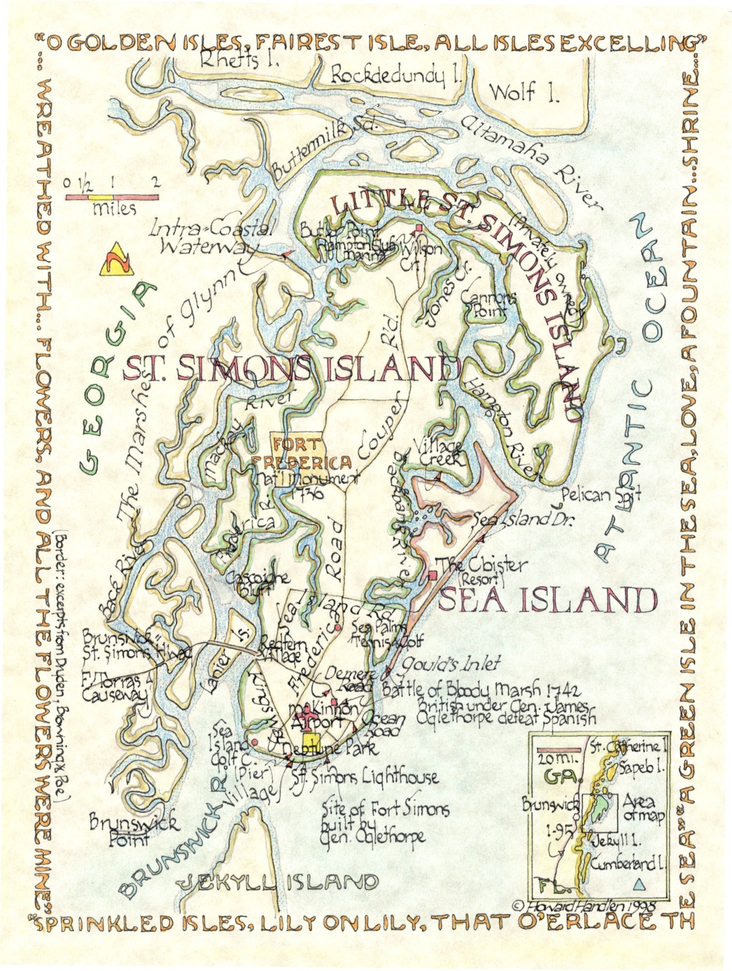 Mapa De La Isla De Saint Simons