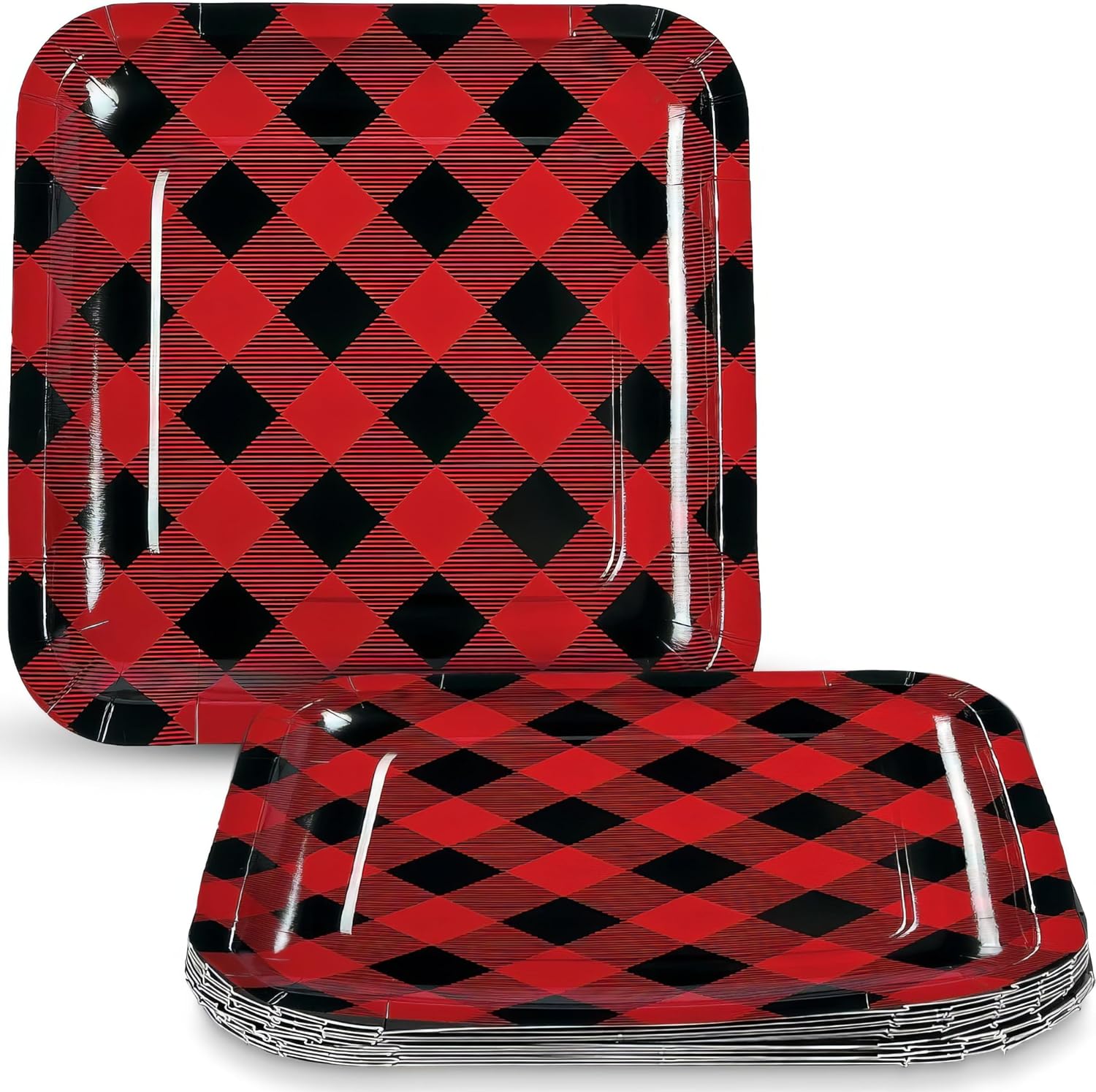 Amazon.com: Fun Express Buffalo Plaid Square Paper Dinner Plates ...