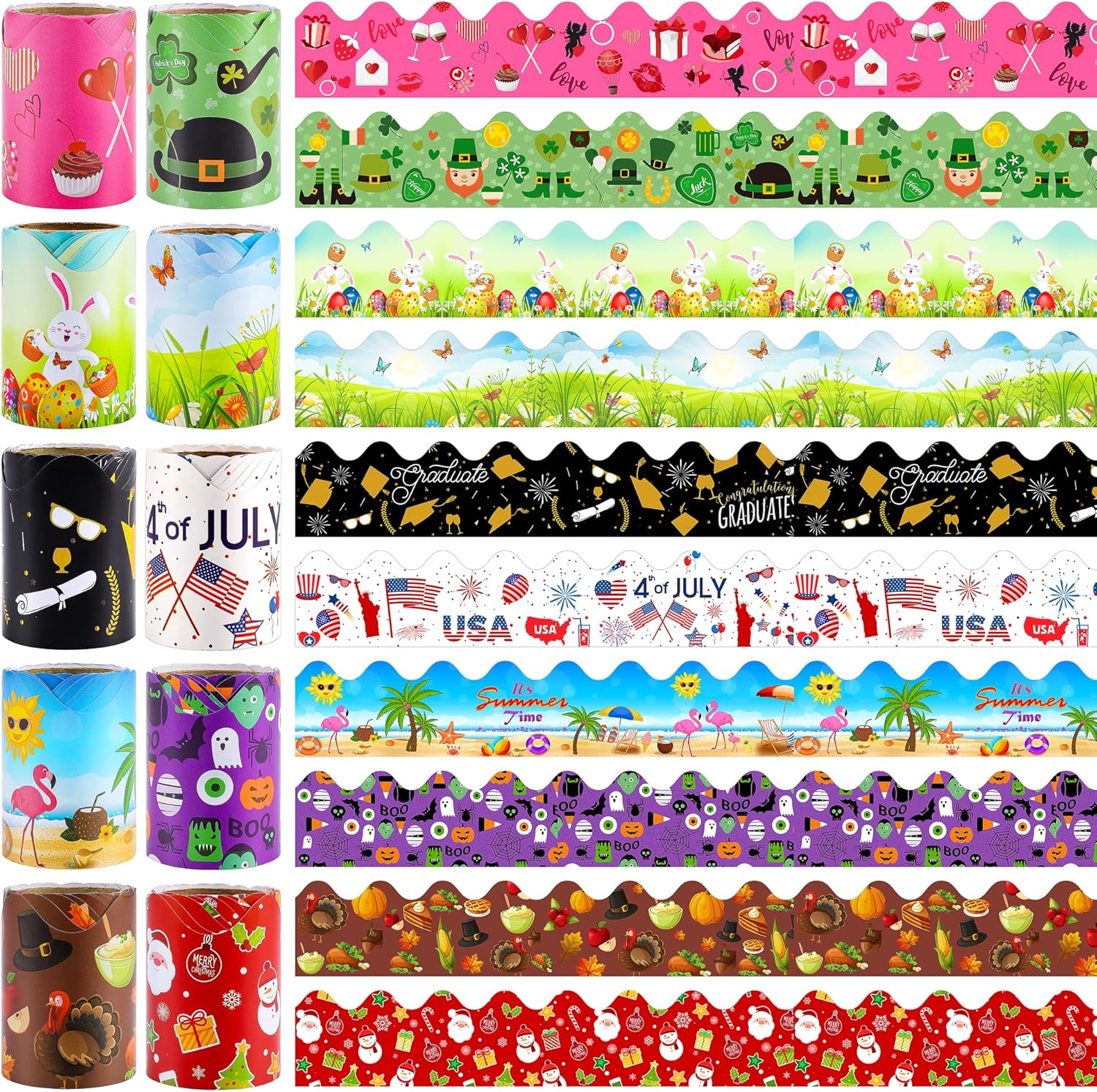 Colorful Border For Bulletin Board Fainne 20 Rolls 328 Ft Colorful ...