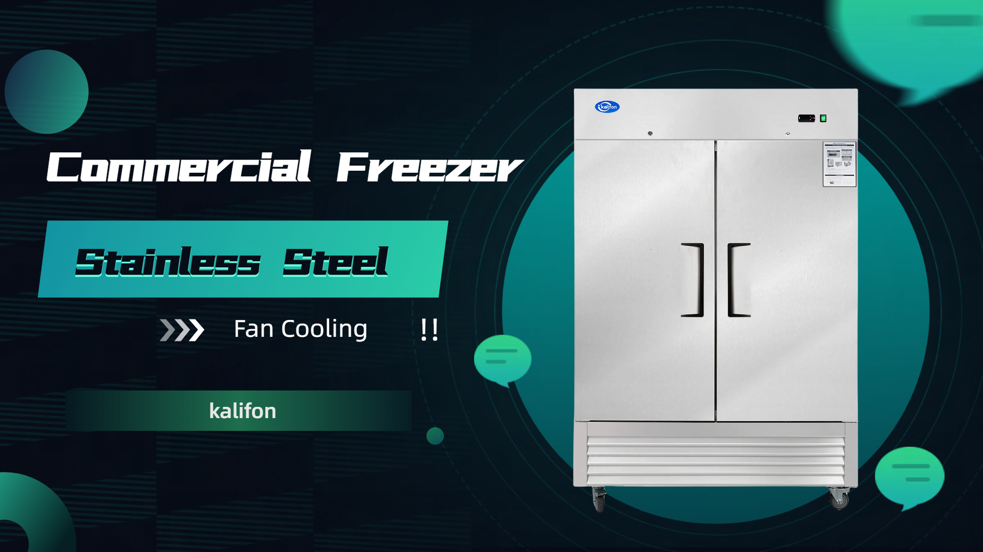 Watch kalifon 54" Commercial Freezer with 2 Solid Door on Amazon Live