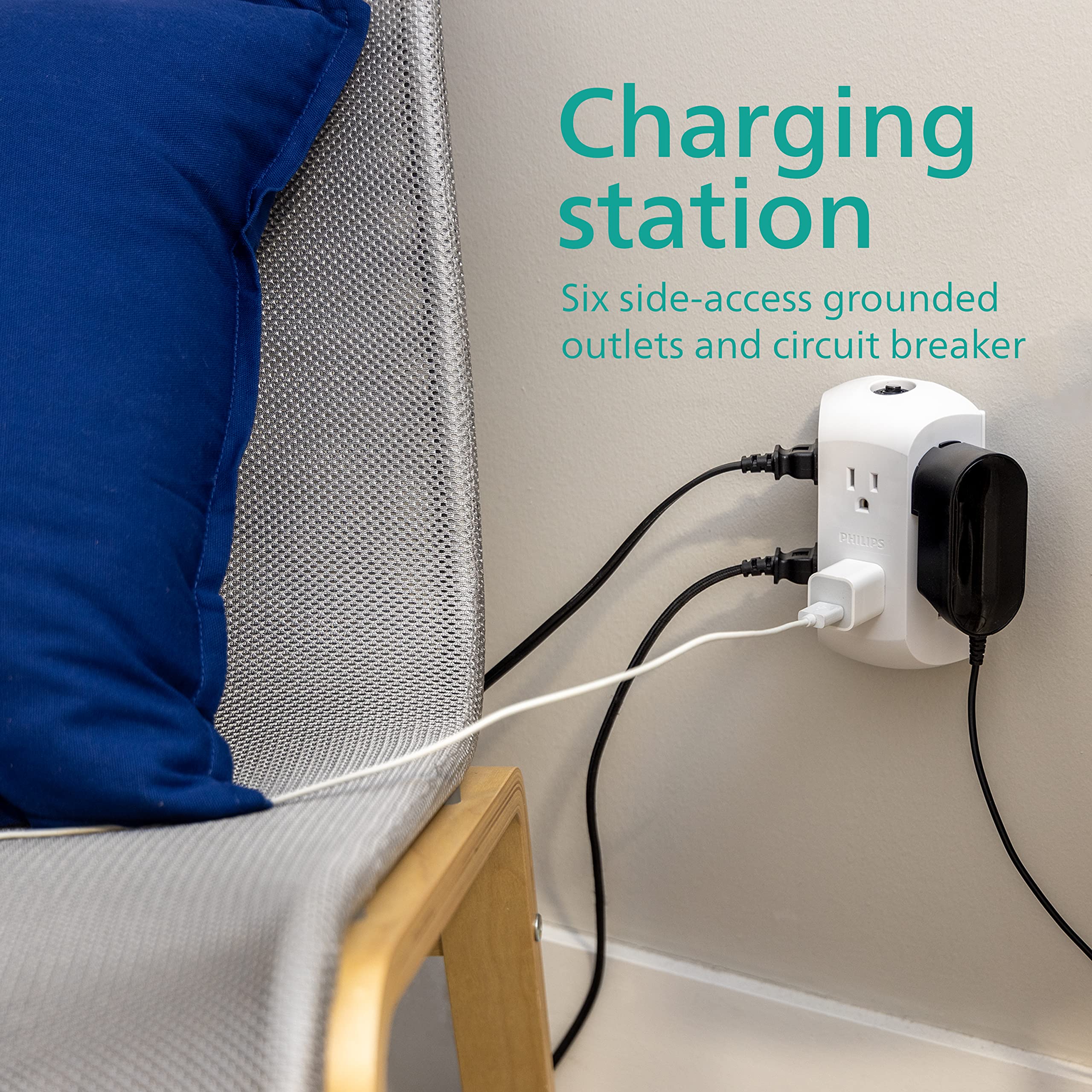 Snapklik.com : 6-Outlet Extender, 2 Pack, Grounded Wall Tap, Reset ...