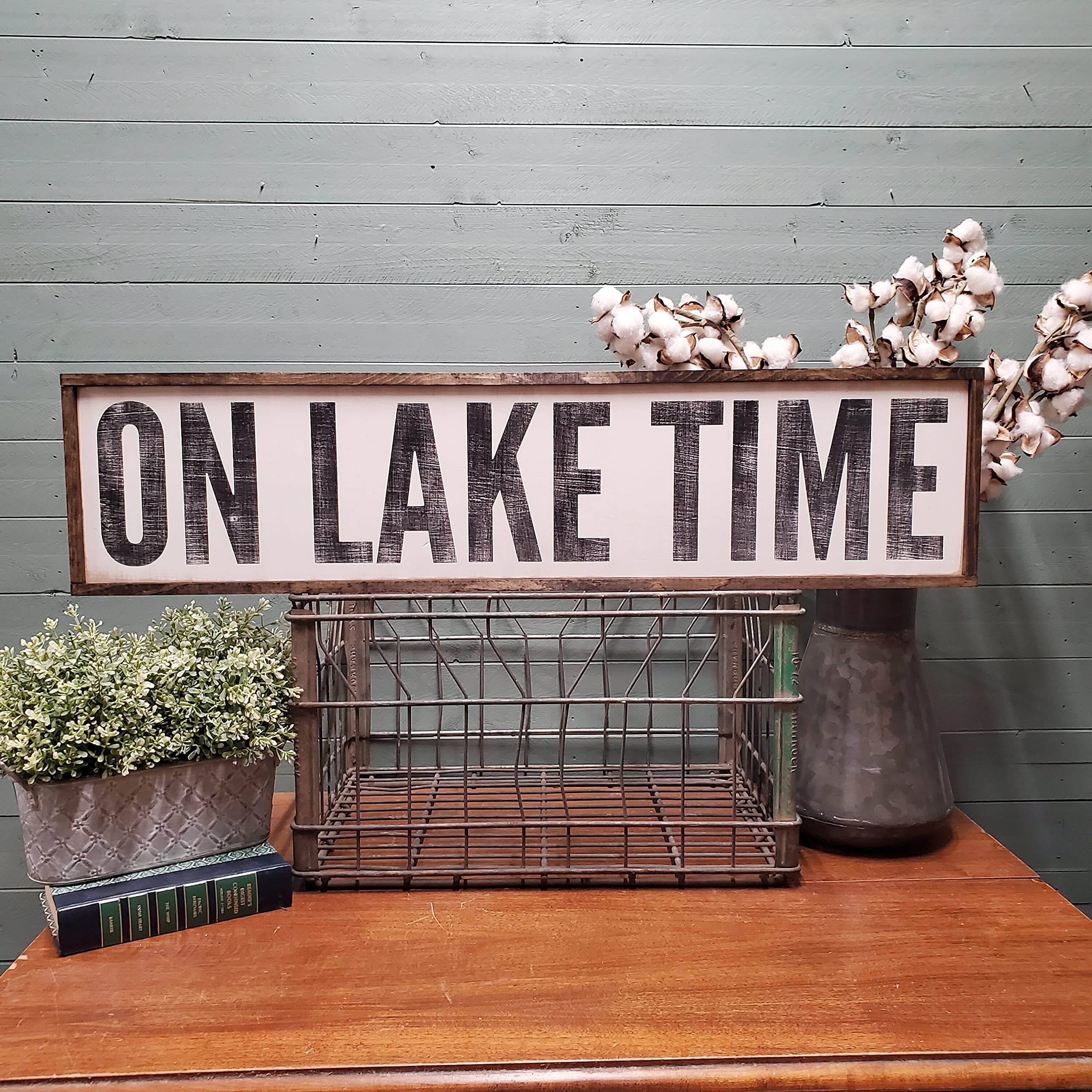 Amazon.com: WIPBLAK On Lake Time Sign, Lakehouse Sign, Coastal Decor ...