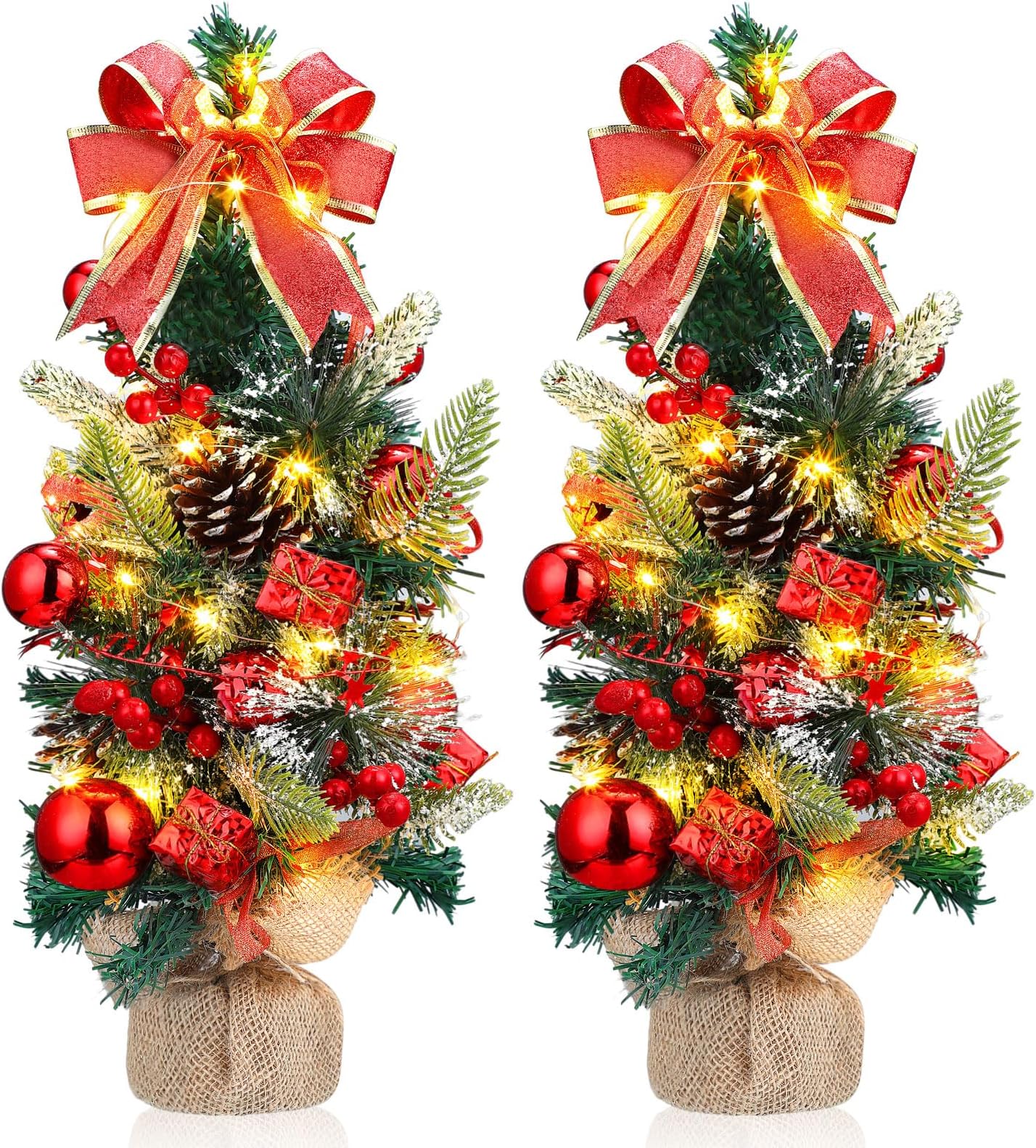 Amazon.com: iPlayfun Artificial Mini Christmas Tree,Tabletop Xmas Tree ...