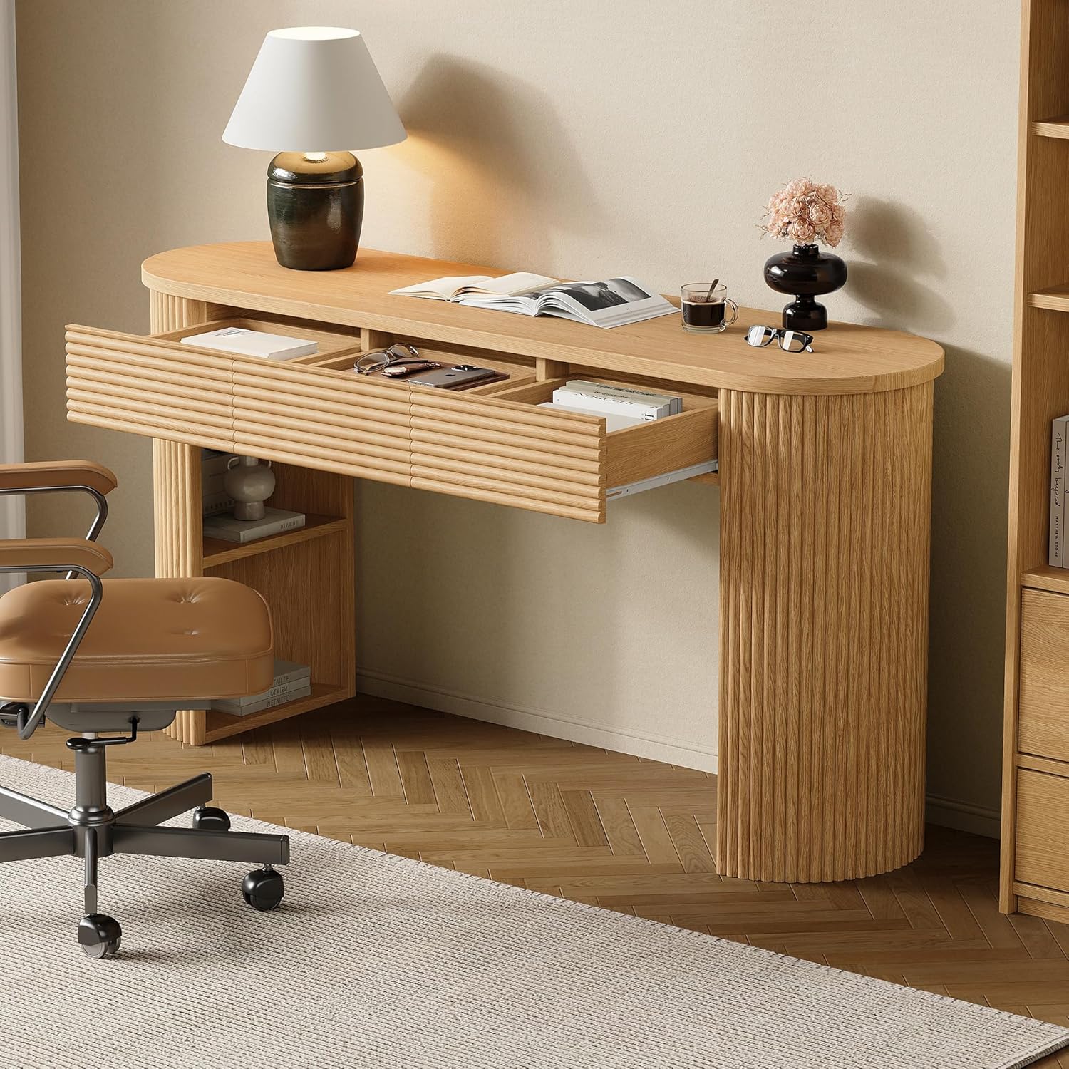 Amazon.com: Merax Modern Retro Entryway Table, Rounded Console Table ...