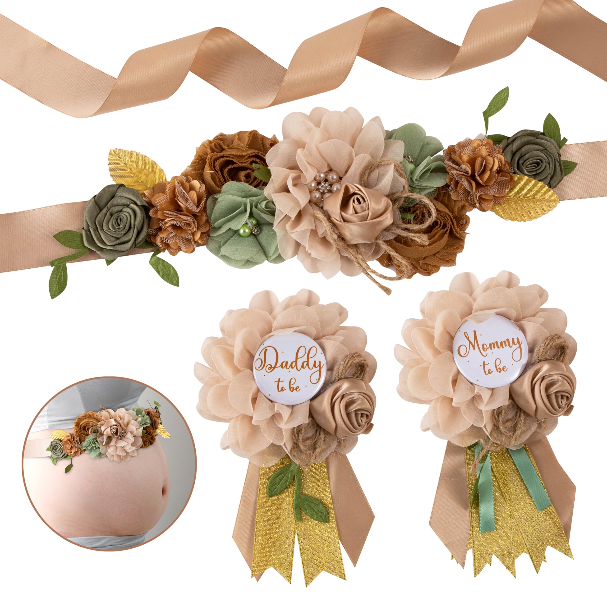 Amazon.com : Maternity Sash & Pins Set Daddy to Be Corsage Mommy to Be ...
