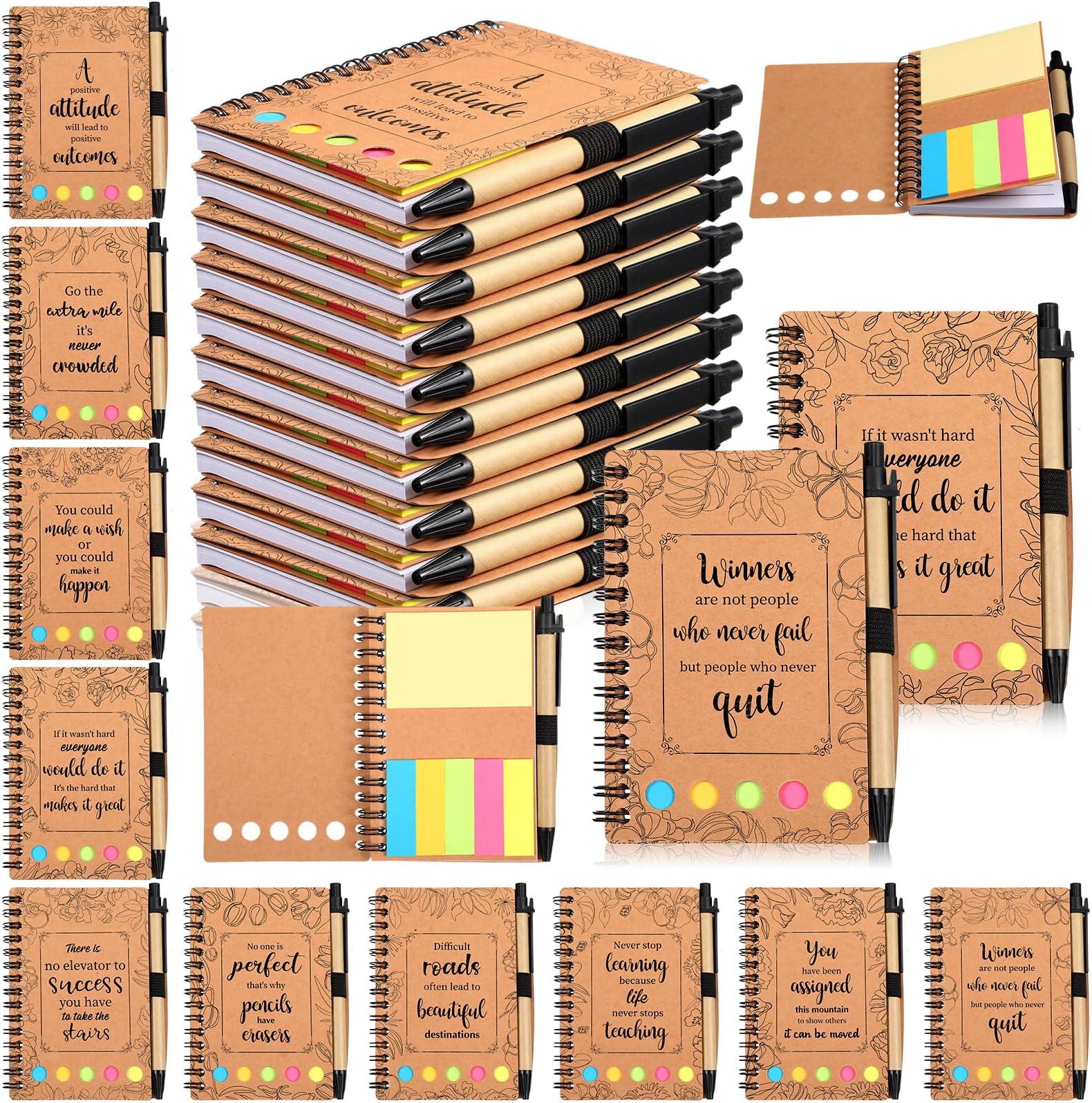 Amazon.com : Kolldenn 30 Set Inspirational Spiral Notebook Mini ...