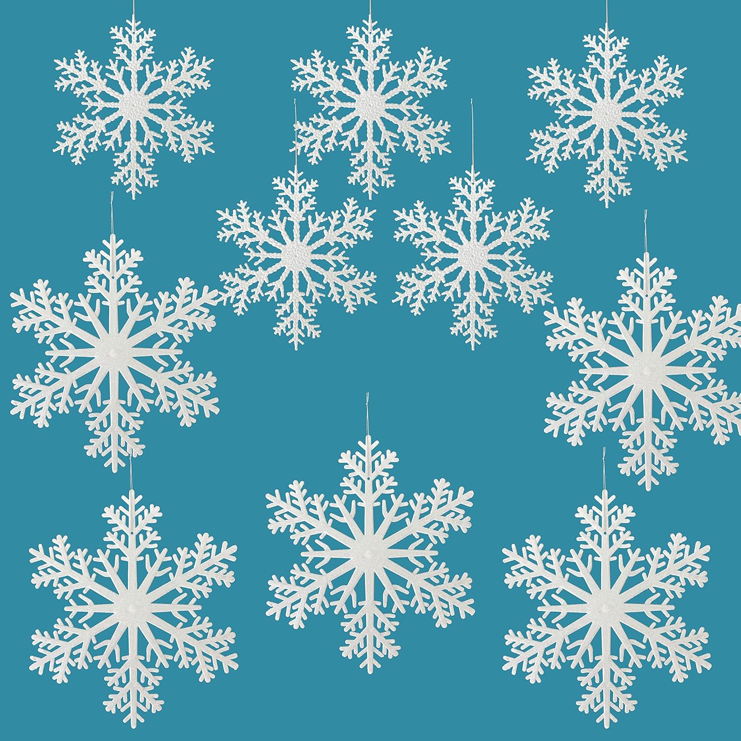 Amazon.com: White Snowflakes - Set of 10 - Two Assorted Sizes ...