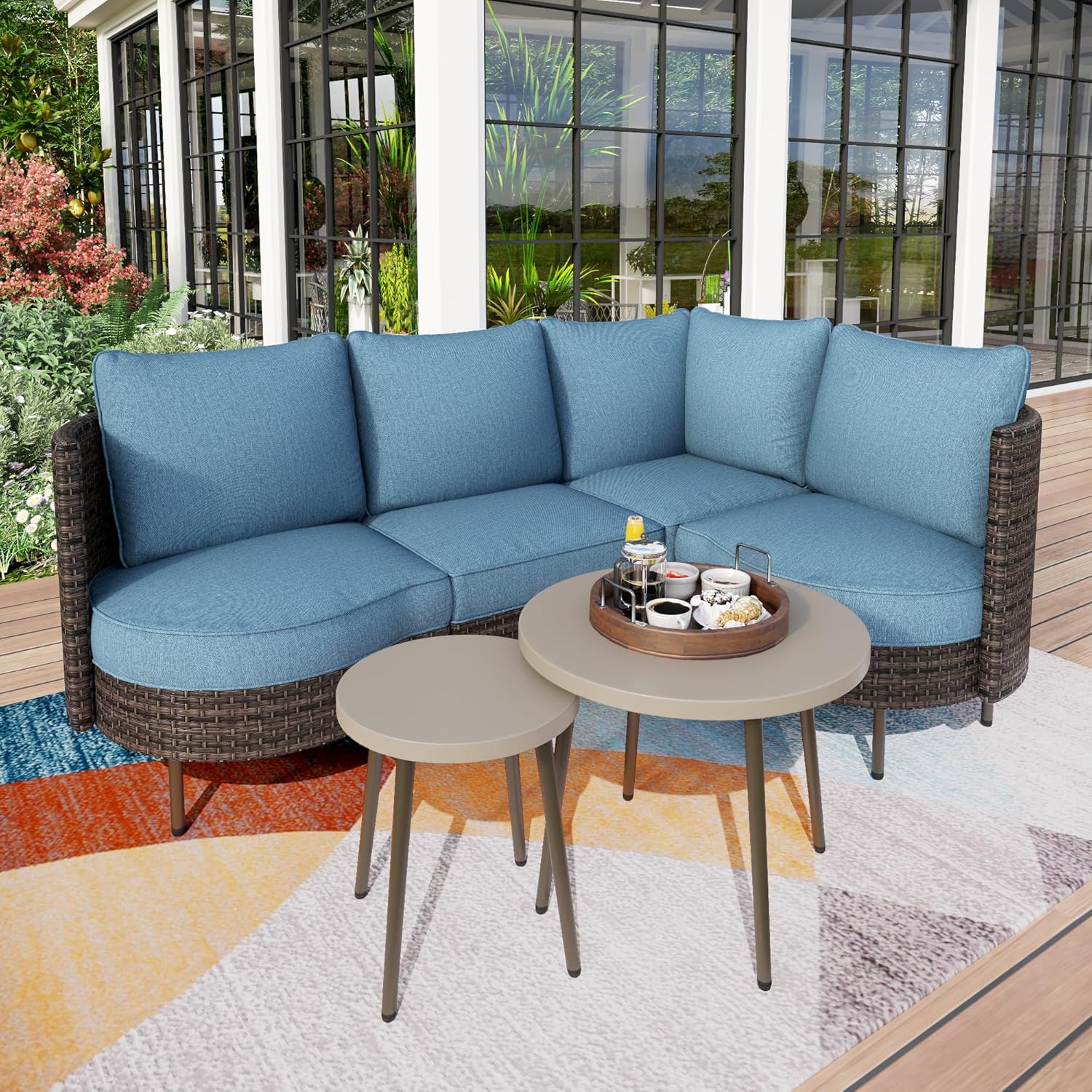 Amazon.com: PHI VILLA Patio Furniture Set, Outdoor Furniture Corner ...