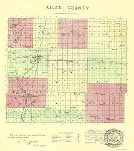 Amazon.com: MAPS OF THE PAST Historic County Map - Allen County Kansas ...