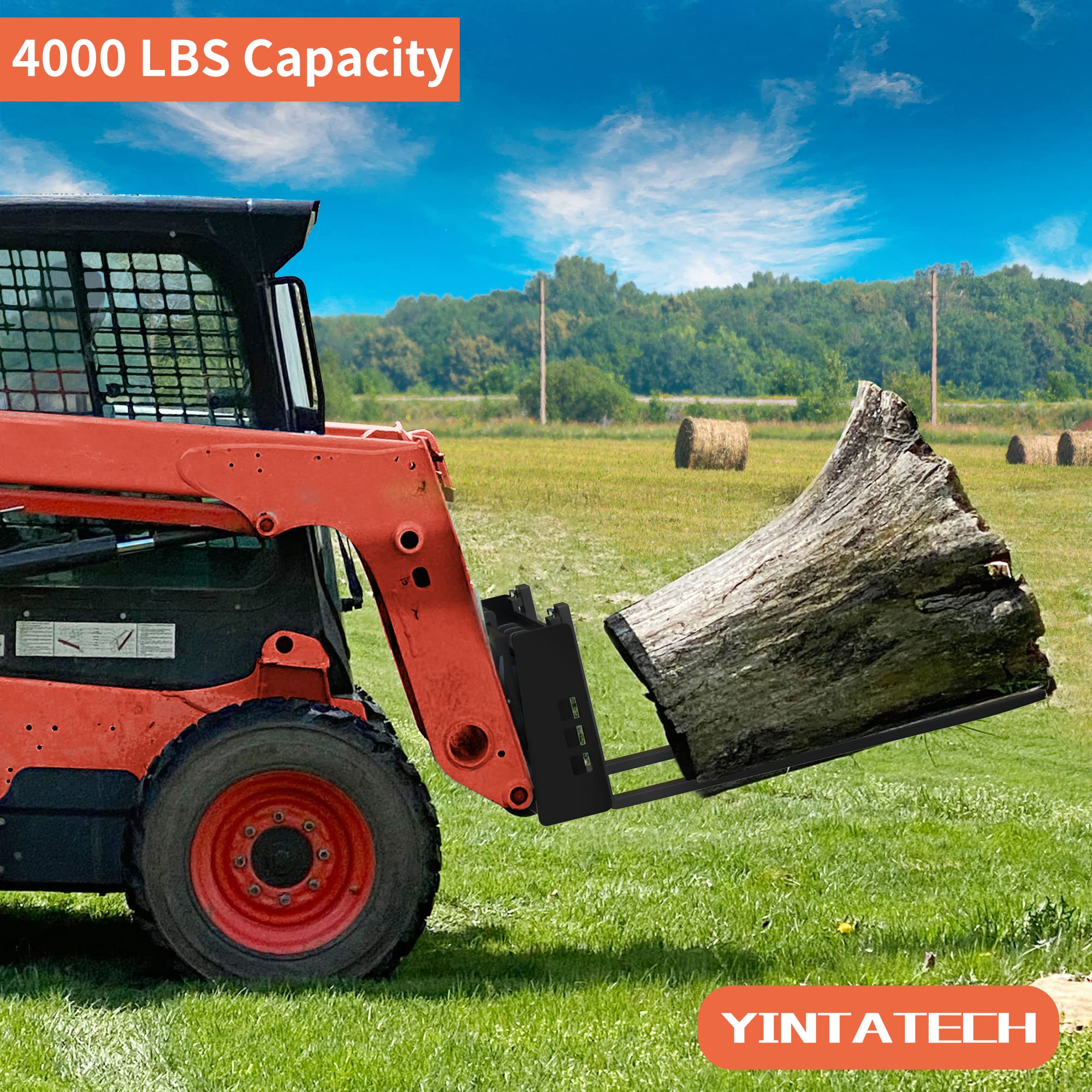 Snapklik.com : 4000lbs Skid Steer Pallet Fork 48" Frame Pallet Forks ...