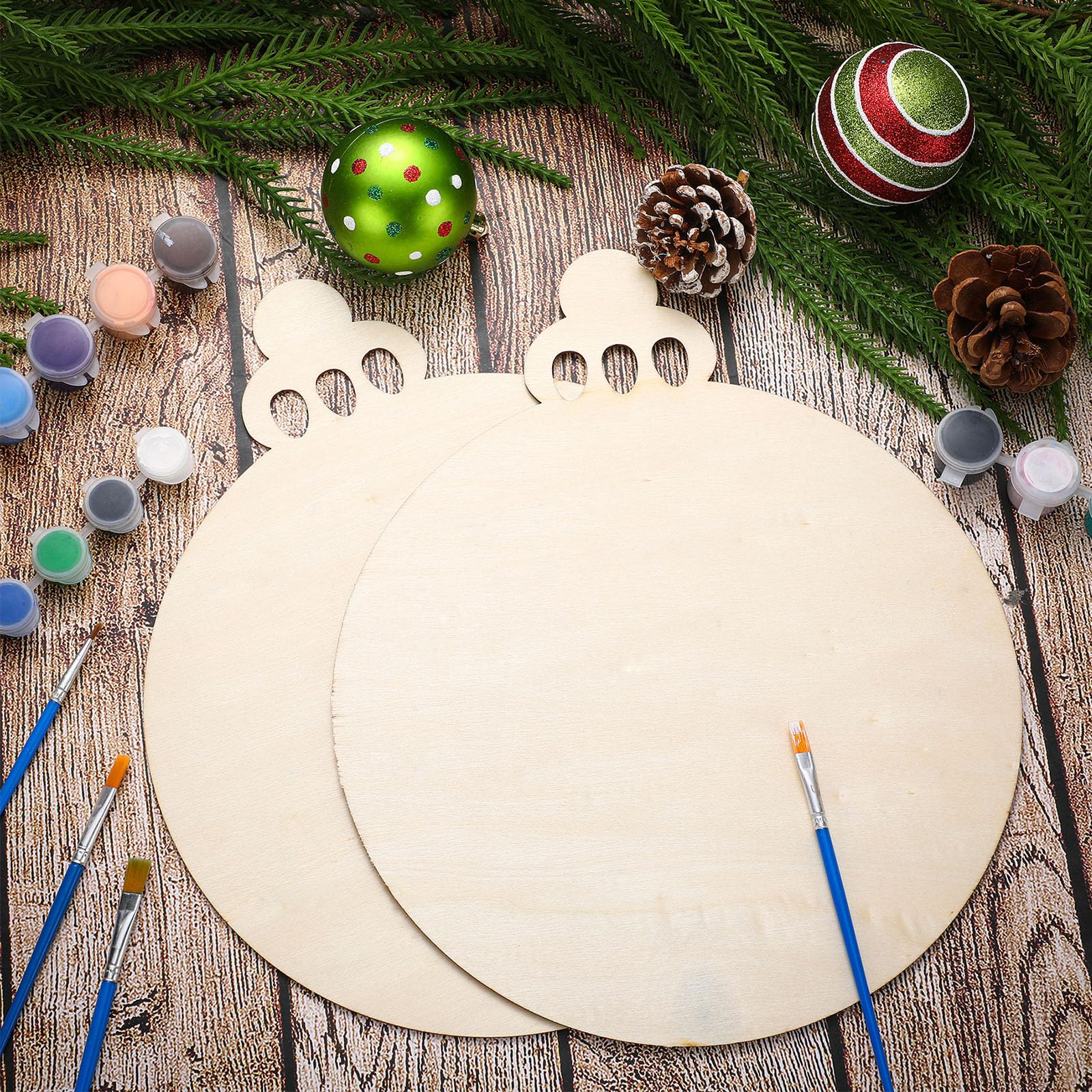Snapklik.com : 12 Pcs 12 Inch Christmas Ball Wood Cutouts DIY Wooden ...