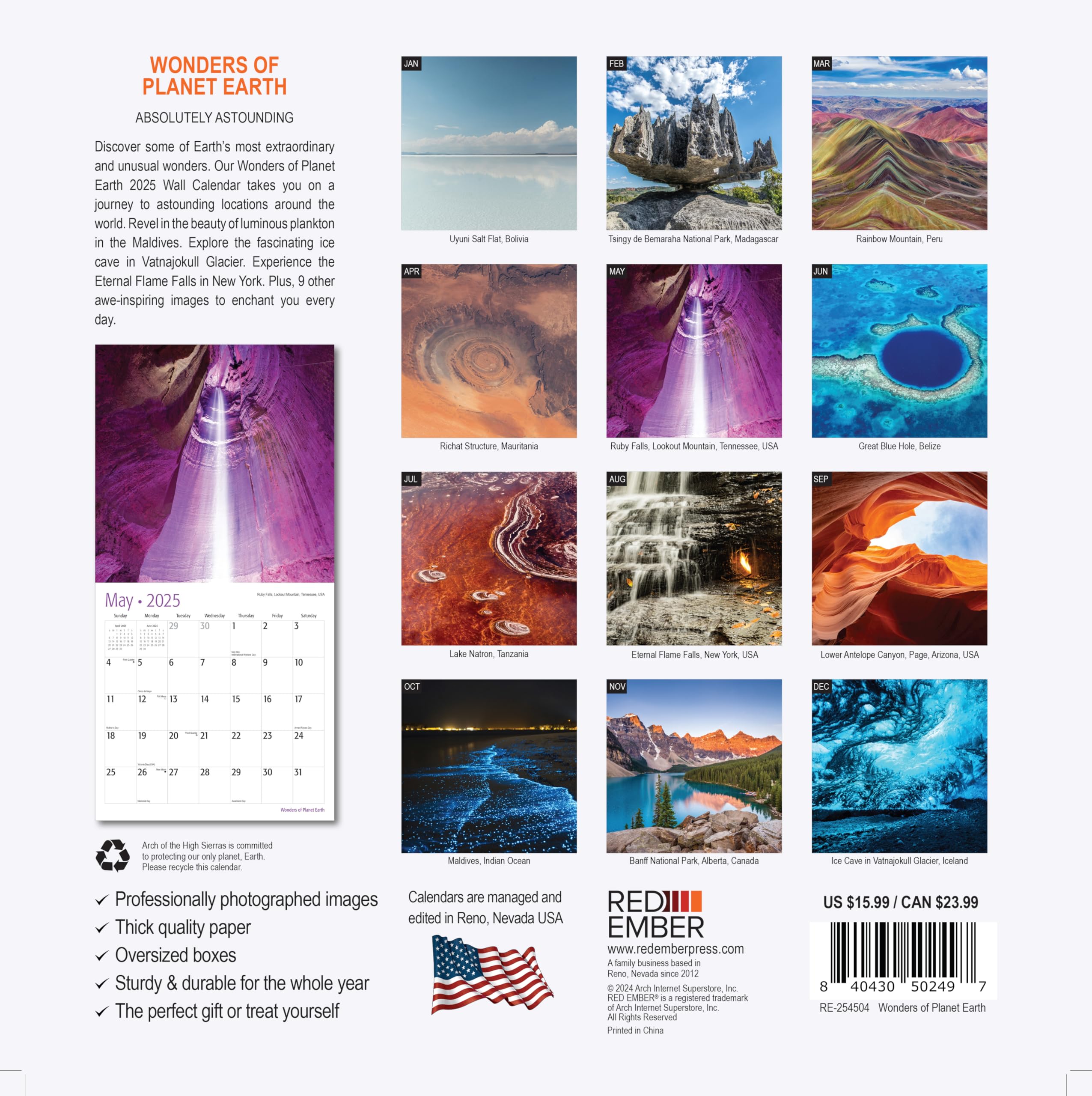Snapklik.com : Wonders Of Planet Earth 2025 Wall Calendar 12 Month 12 ...