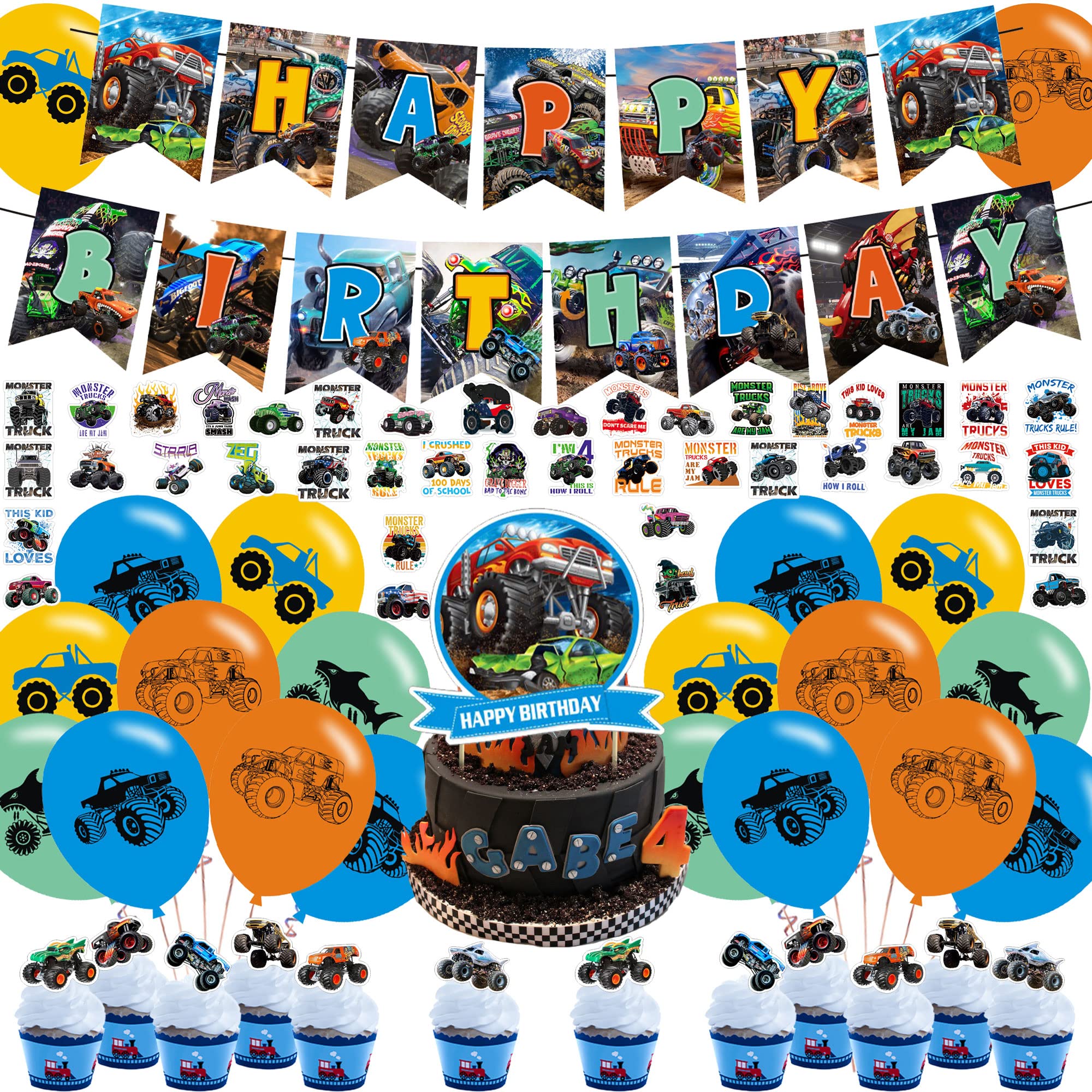 Buy Monster Truck Birthday Party Supplies, Monster Car Theme Party ...