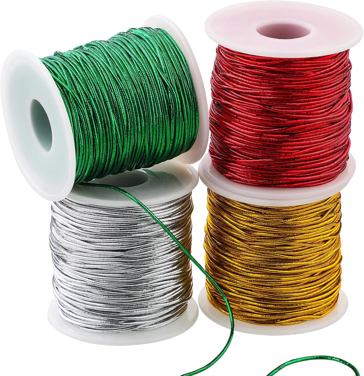 Amazon.com: Shappy 4 Rolls 200 Yards Metallic Elastic Cords Christmas ...