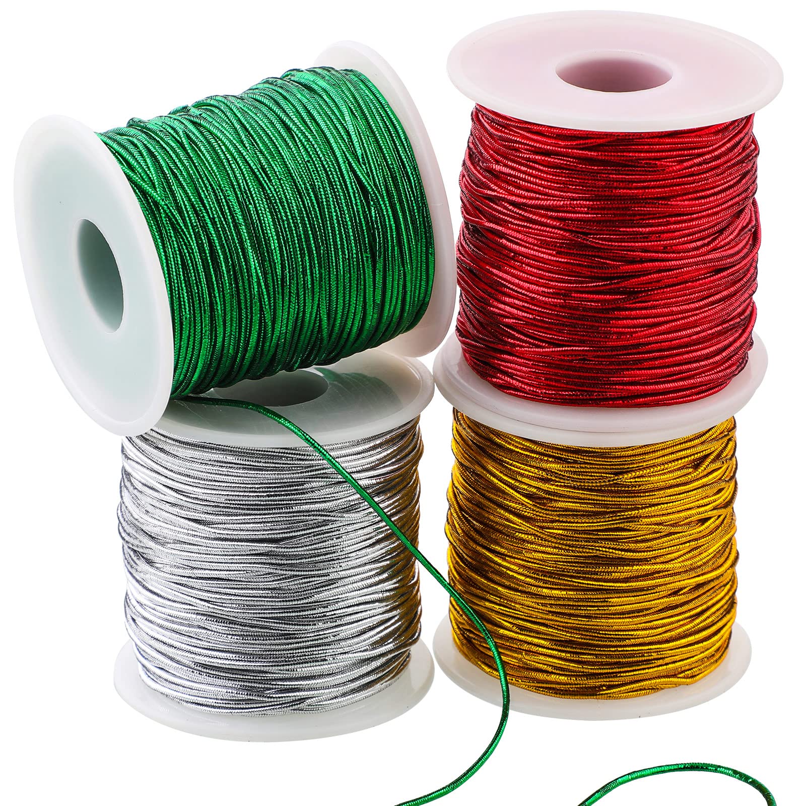 Amazon.com: Shappy 4 Rolls 200 Yards Metallic Elastic Cords Christmas ...