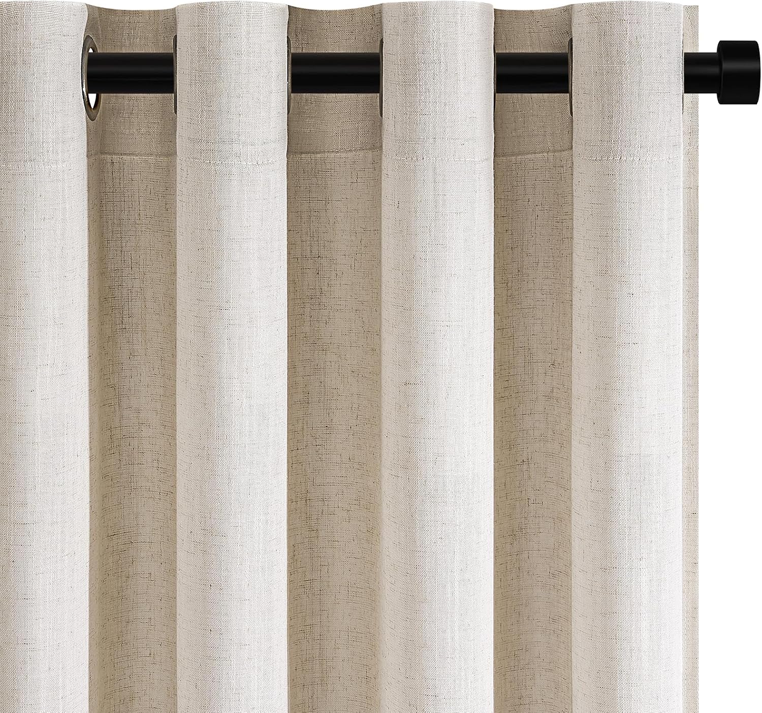Topfinel Oatmeal Linen Curtains, Light Grey, Living Room Curtains, Semi ...