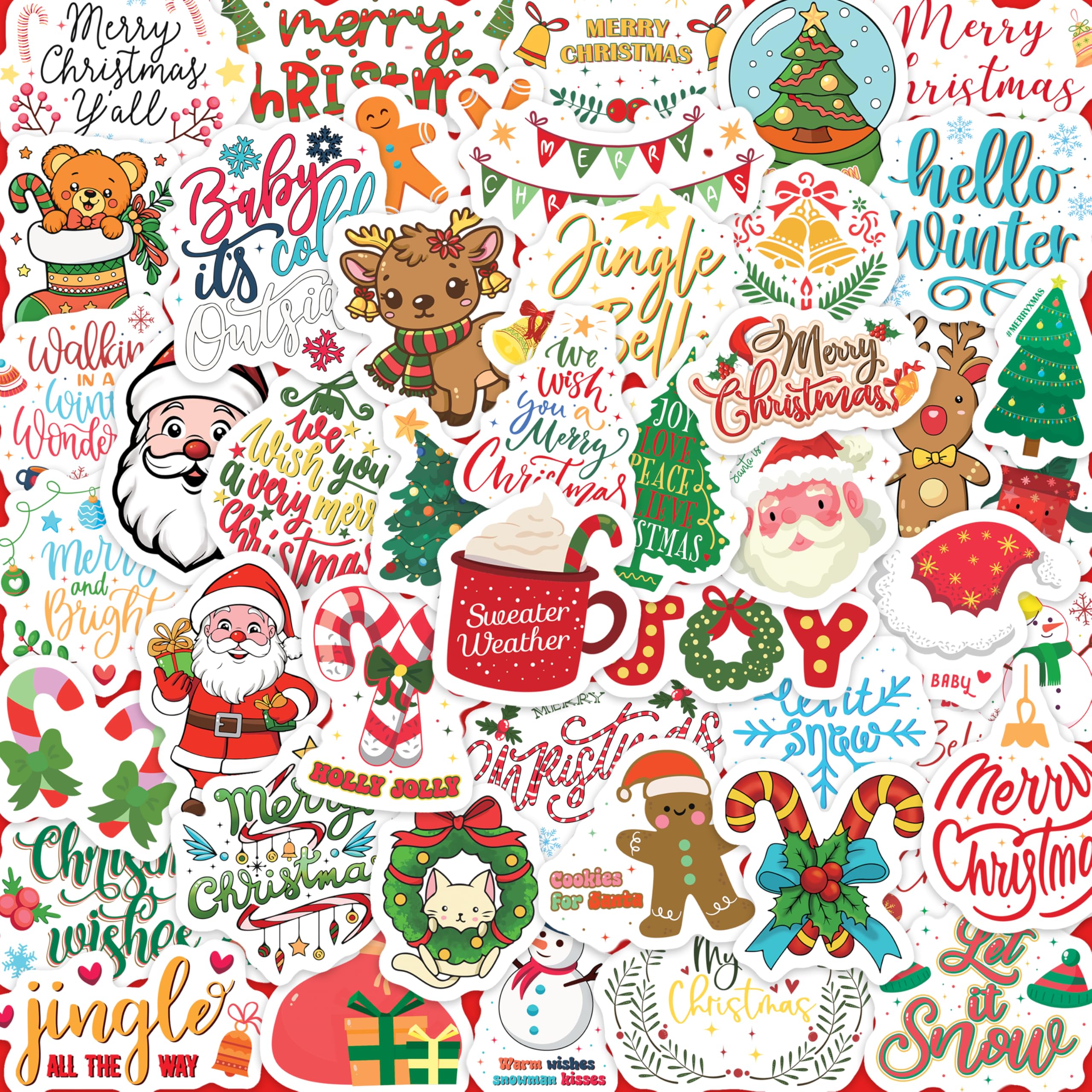 Amazon.com: Holographic Sparkly Christmas Stickers, Christmas Party ...