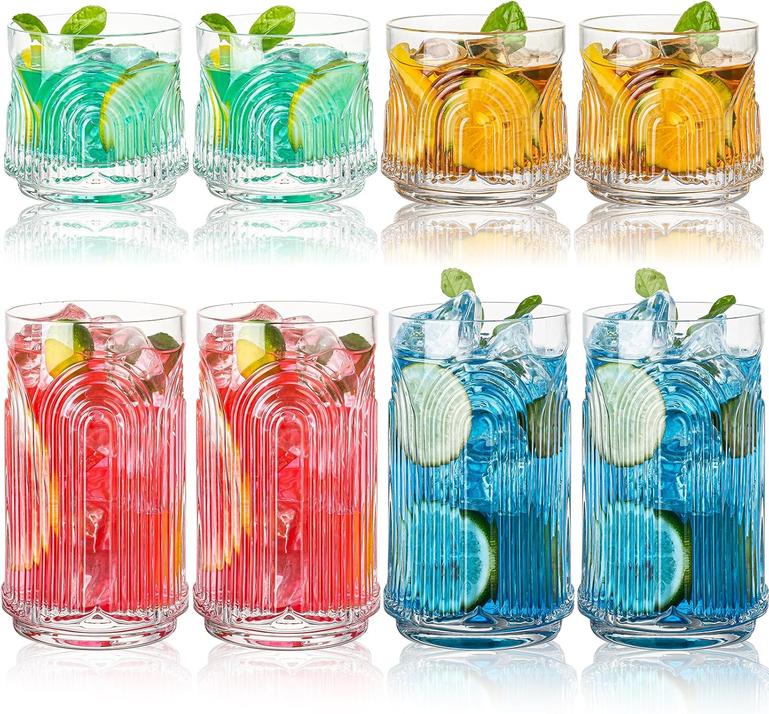 Amazon.com: VasoArte Vintage Drinking Glasses, Art Deco Glassware, Set ...