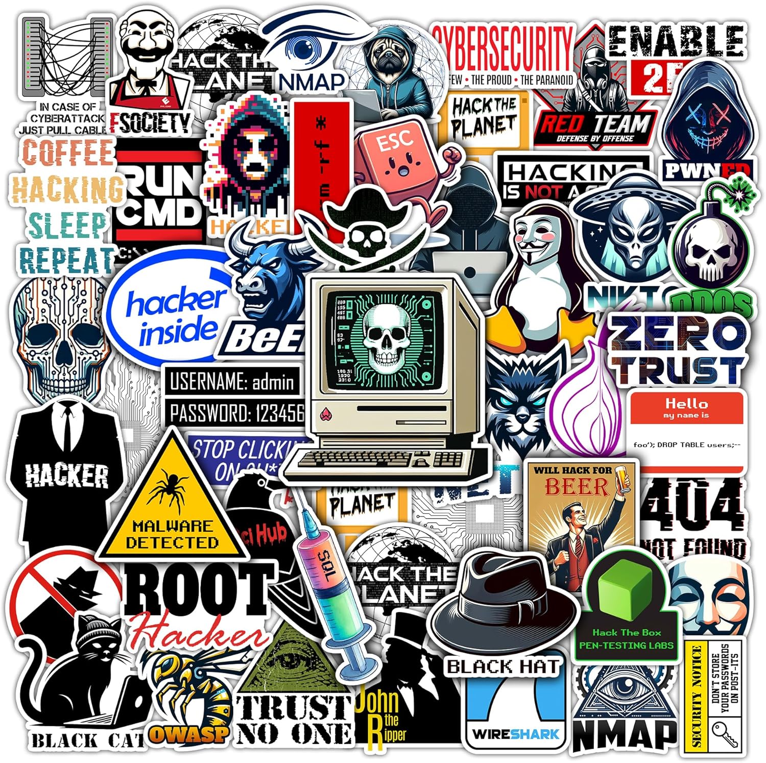 Amazon.com: WESILY Pack 50 PCS Hacker Stickers Cool Coding Aesthetic ...