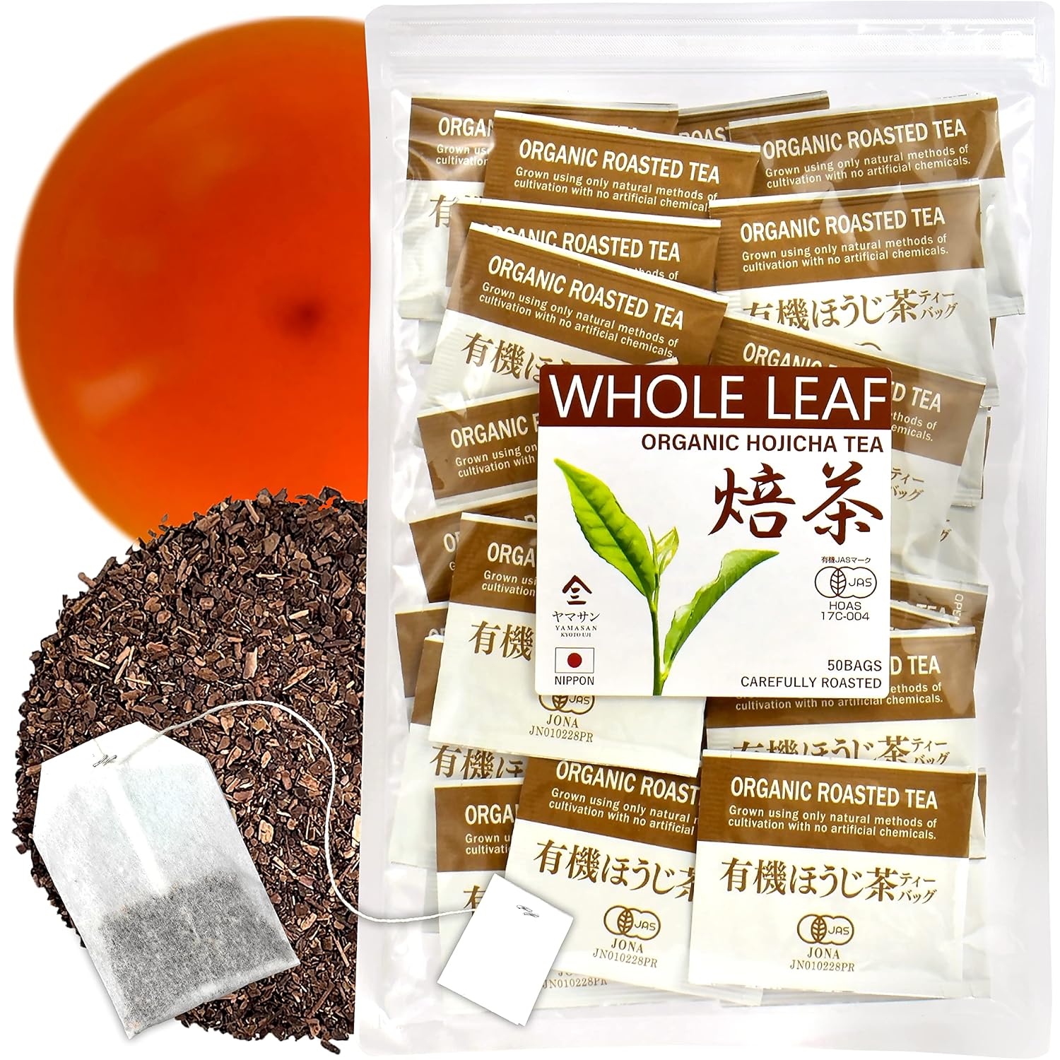 Amazon.com : Japanese Organic Hojicha green tea bags, Roasted green Tea ...