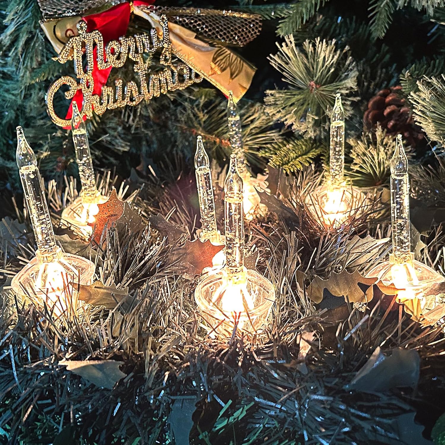 Agaphoton Christmas Silver Bubble Lights Set, 11FT Vintage String Light ...