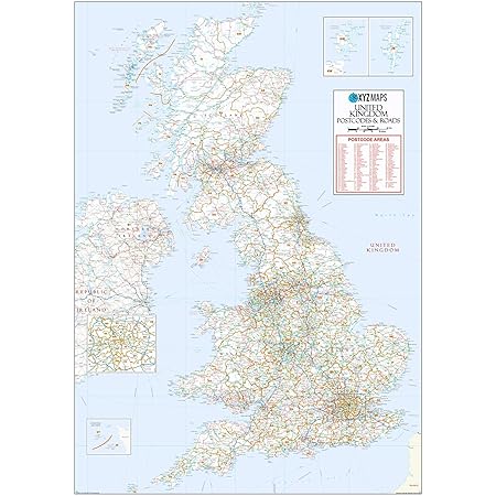 UK White Postcode Areas Medium Wall Map - Paper : Amazon.co.uk ...