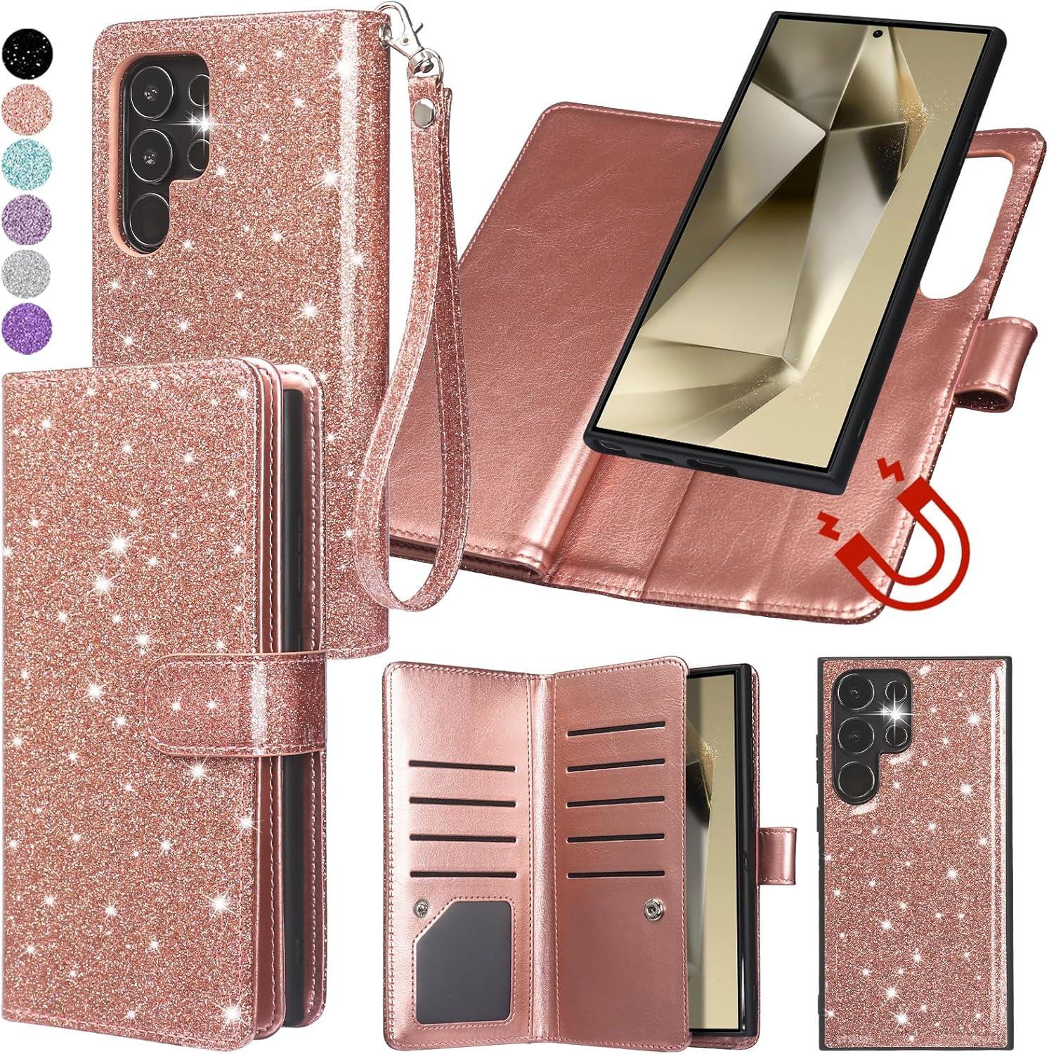 Amazon.com: Varikke Compatible with Samsung Galaxy S24 Ultra Wallet Case, Detachable Magnetic ...
