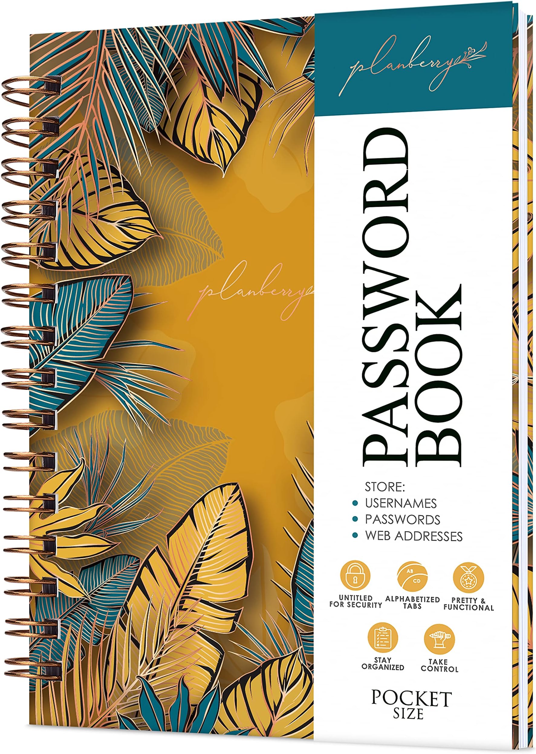 Amazon.com : PLANBERRY Password Book – Internet Address Organizer with ...