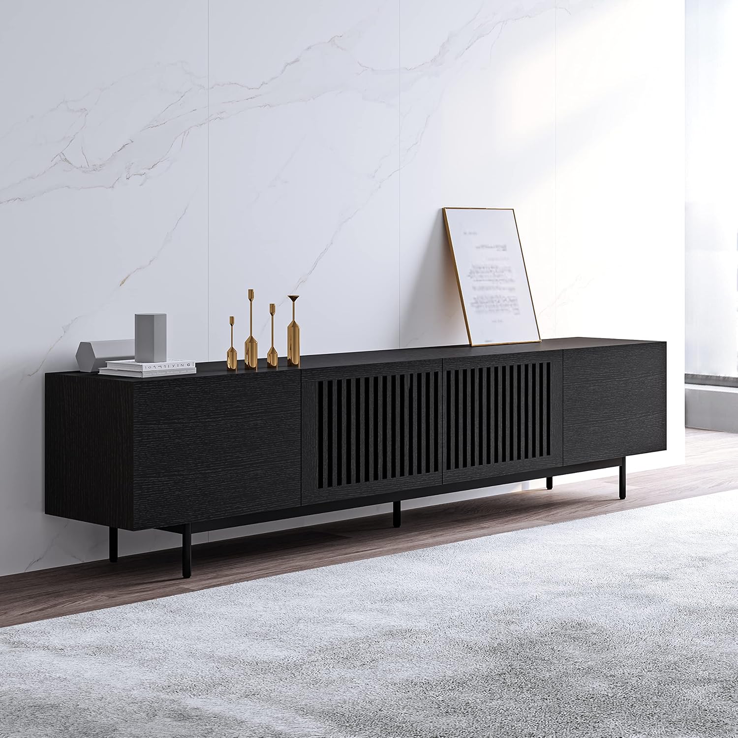 Amazon.com: POVISON TV Stand, Assembly-Free Black TV Console for 65 ...